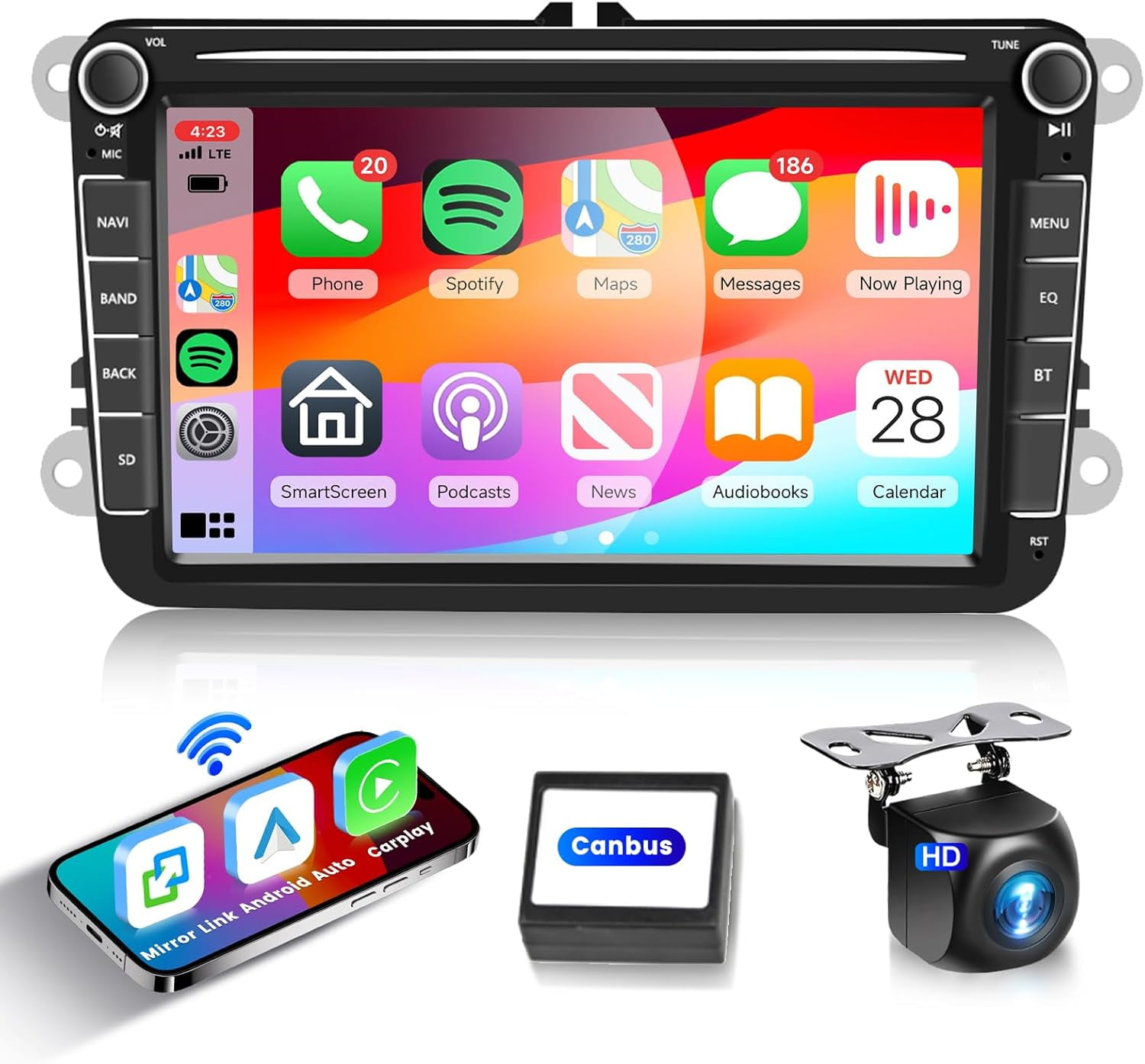 Android Car Stereo Radio with Wireless CarPlay Android Auto for VW ...