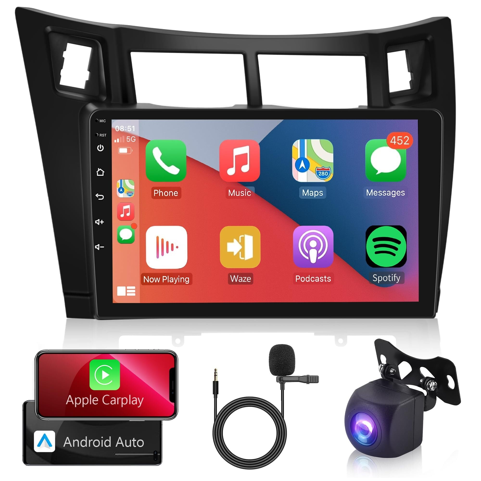 Android Car Stereo for Toyota Yaris 2005-2012 with Apple Carplay, S 9 ...