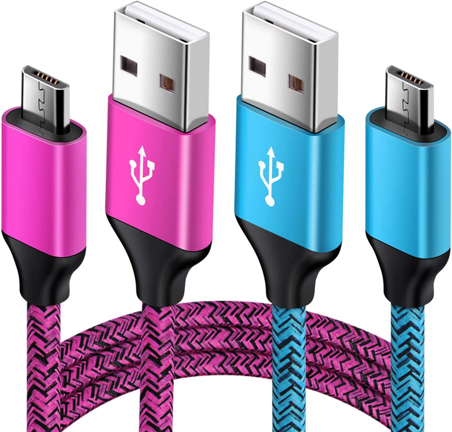 Android Charger Micro USB Cable 2 Pack 6ft Long Braided Cords Fast ...