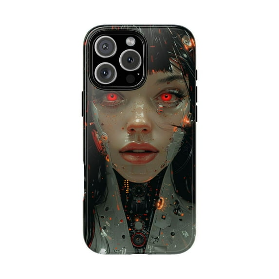 Android Girl Red Eyes Anime Futuristic Cyborg Illustration Phone Case ...