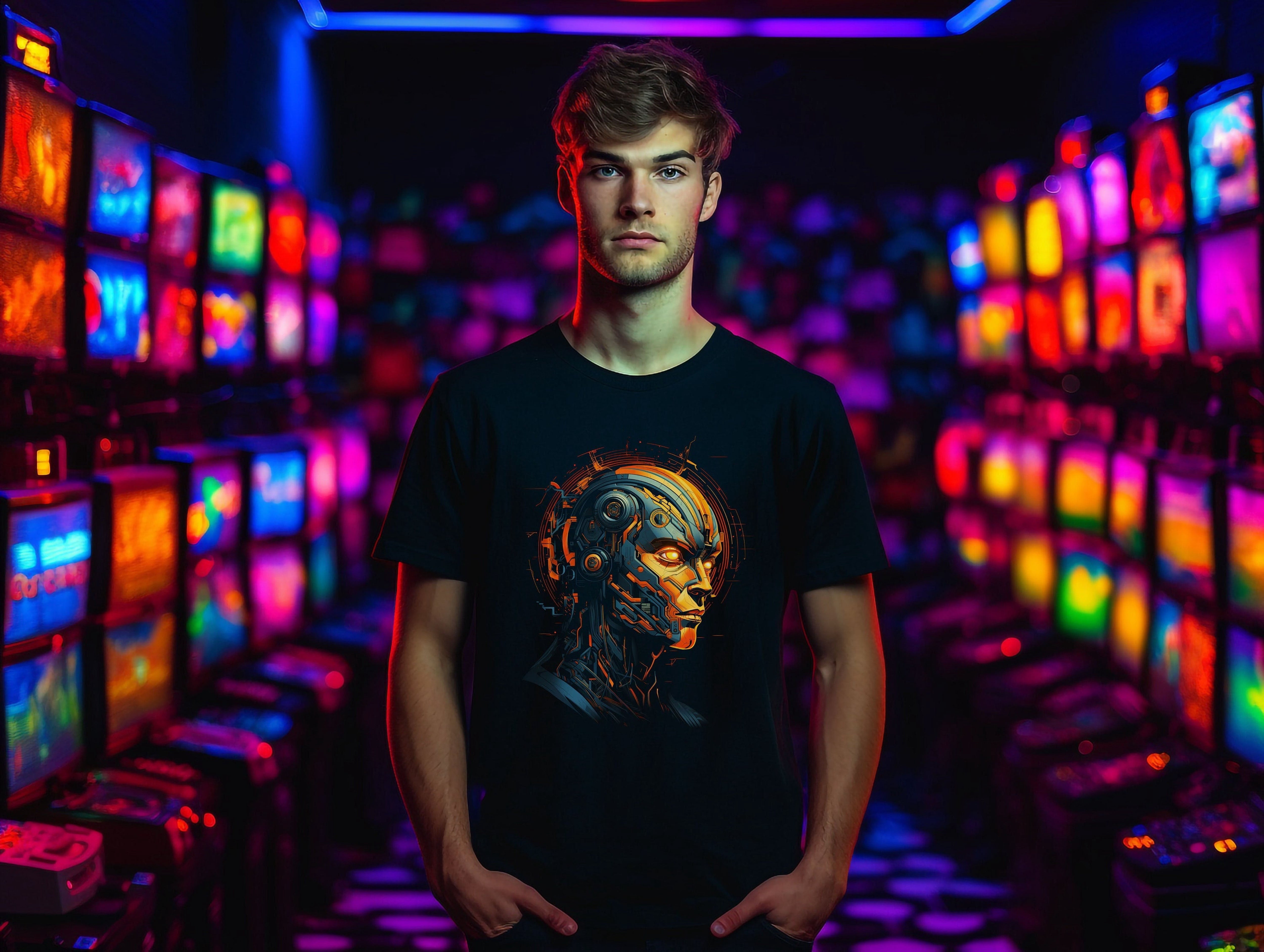Android Head T-Shirt | T-Shirt for Gamer and Sci-Fi Fans | IT and ...