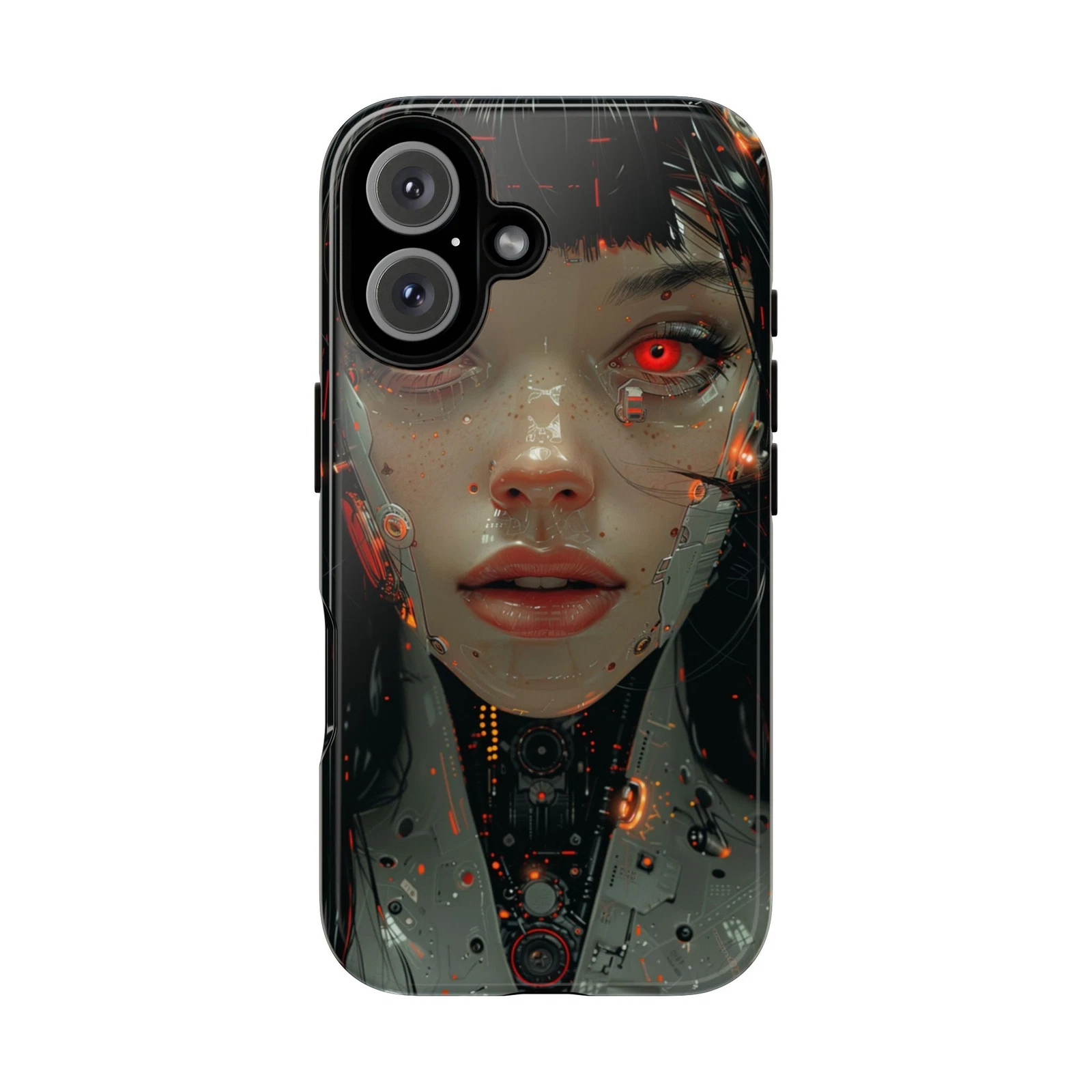 Android Red Cyber Girl Futuristic Phone Case with iPhone 11-17 Pro Max ...