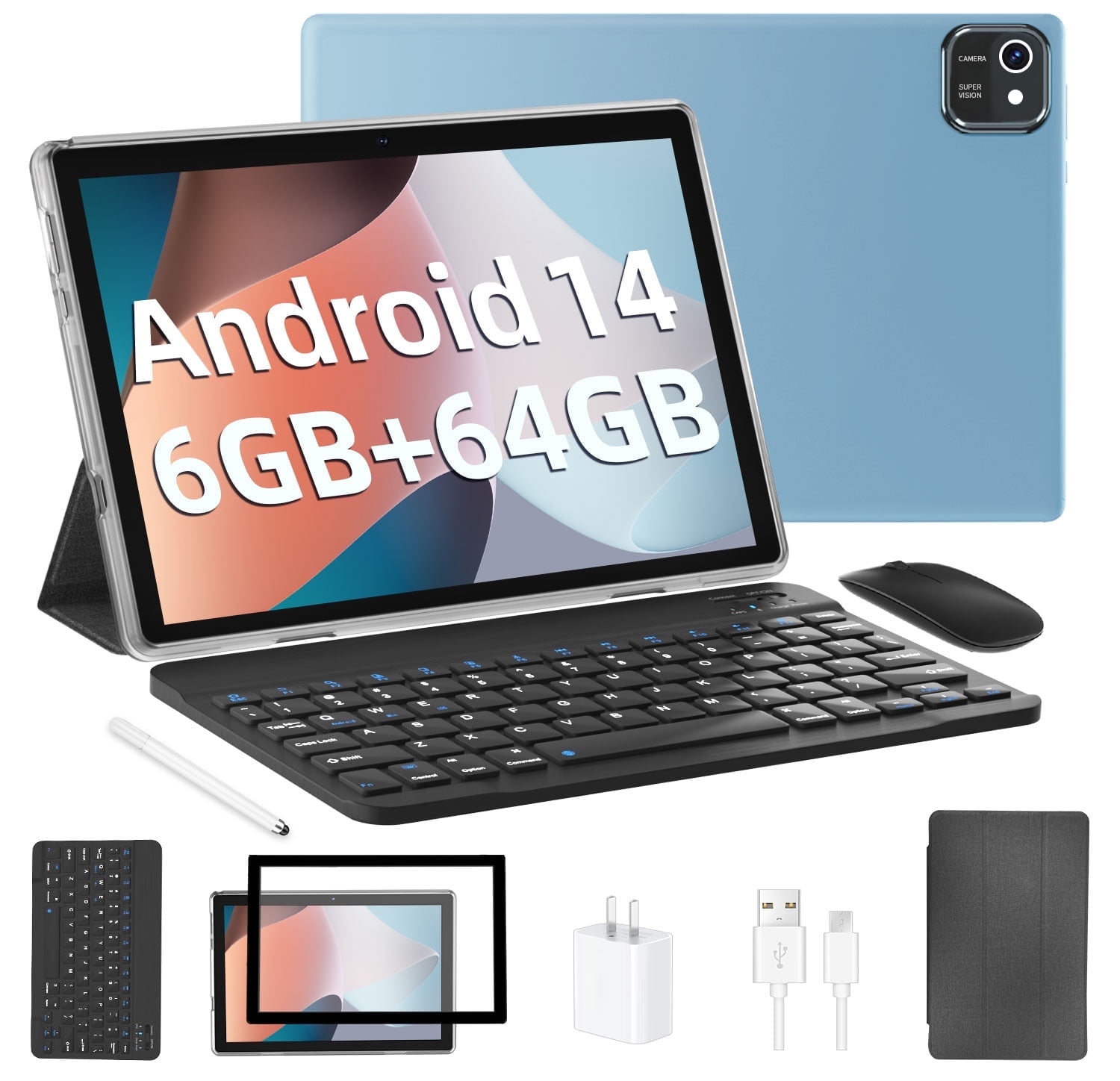 Tablet 10 inch Android 14 Tablets, 6GB RAM 64GB ROM 1TB Expand, Quad ...