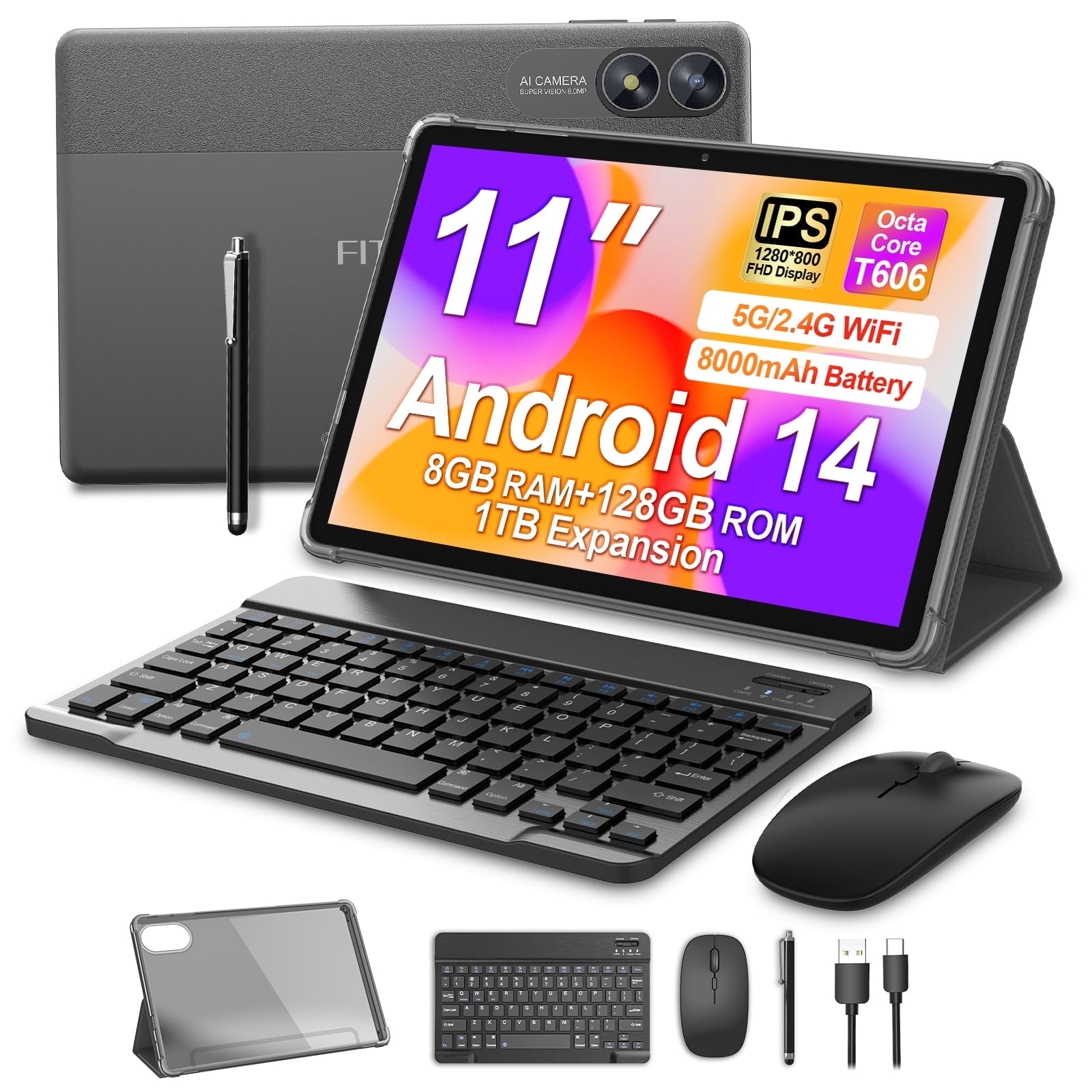Android Tablet with Keyboard, 10 inch Android 14 Tablet, T606 Octa core ...