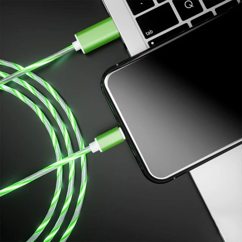 Android/TypeC Fast Charging Cable LED Luminous Glow Flowing USB Cable ...