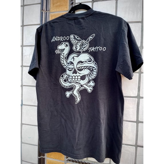 Androo Tattoo Snake Skull Graphic T-Shirt, Vintage Tattoo Style Snake ...