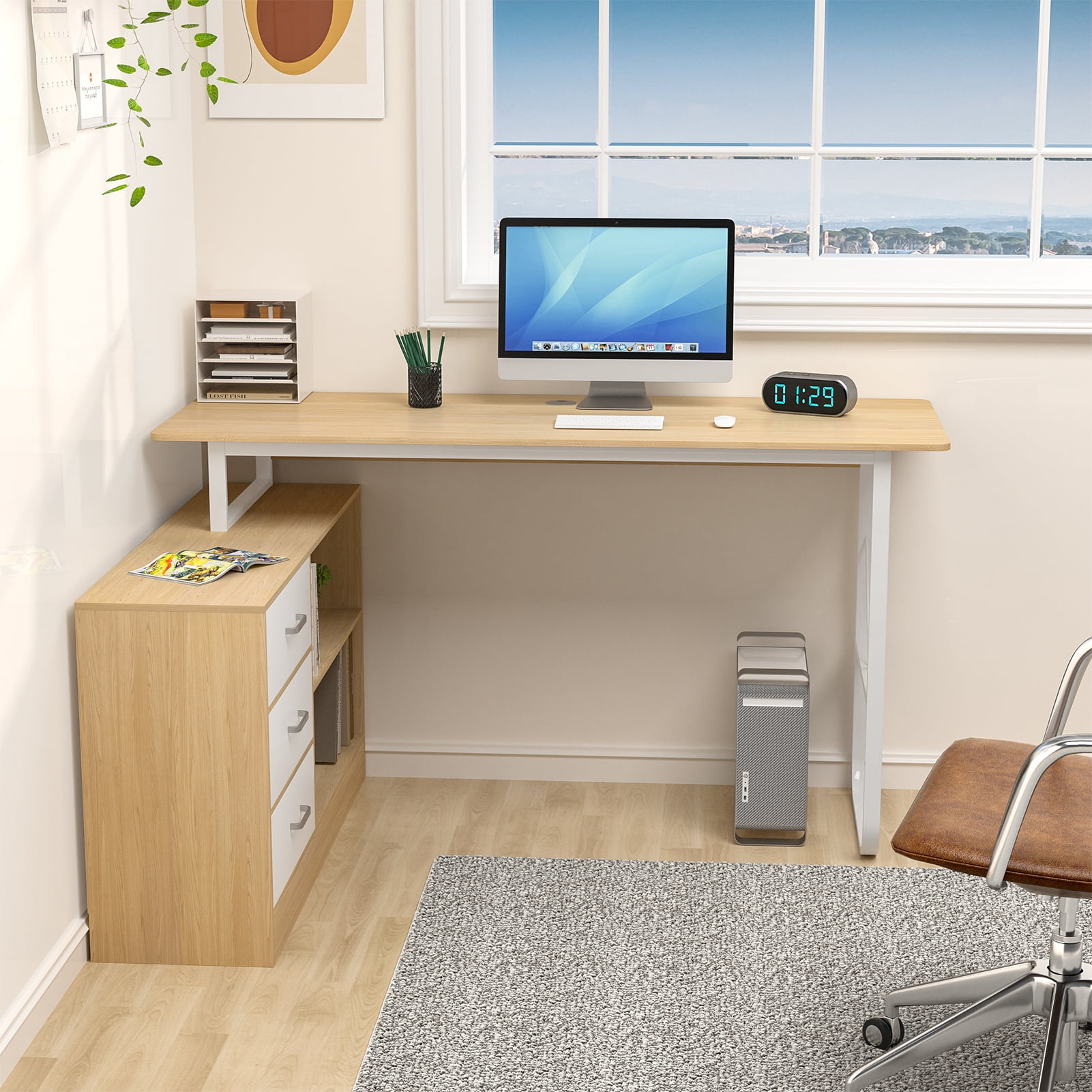 Andvari Bedroom Desk Workstation Executive Desk Corner Computer Desk ...