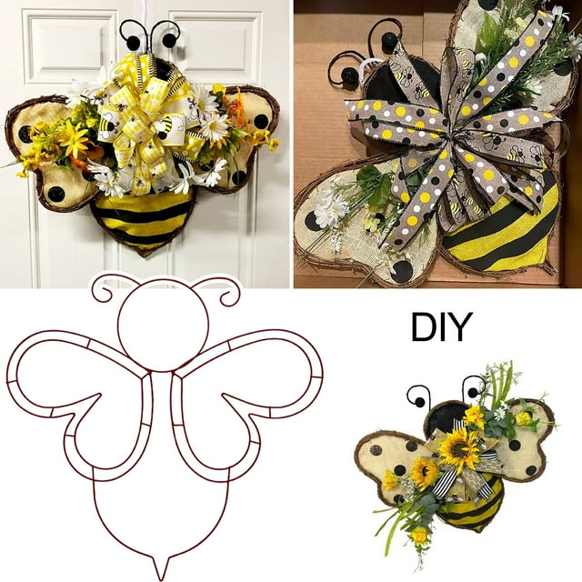 Andvari Bee Wreath 14 Inch Bee Shape Garland Wire Wreath Frame Home ...