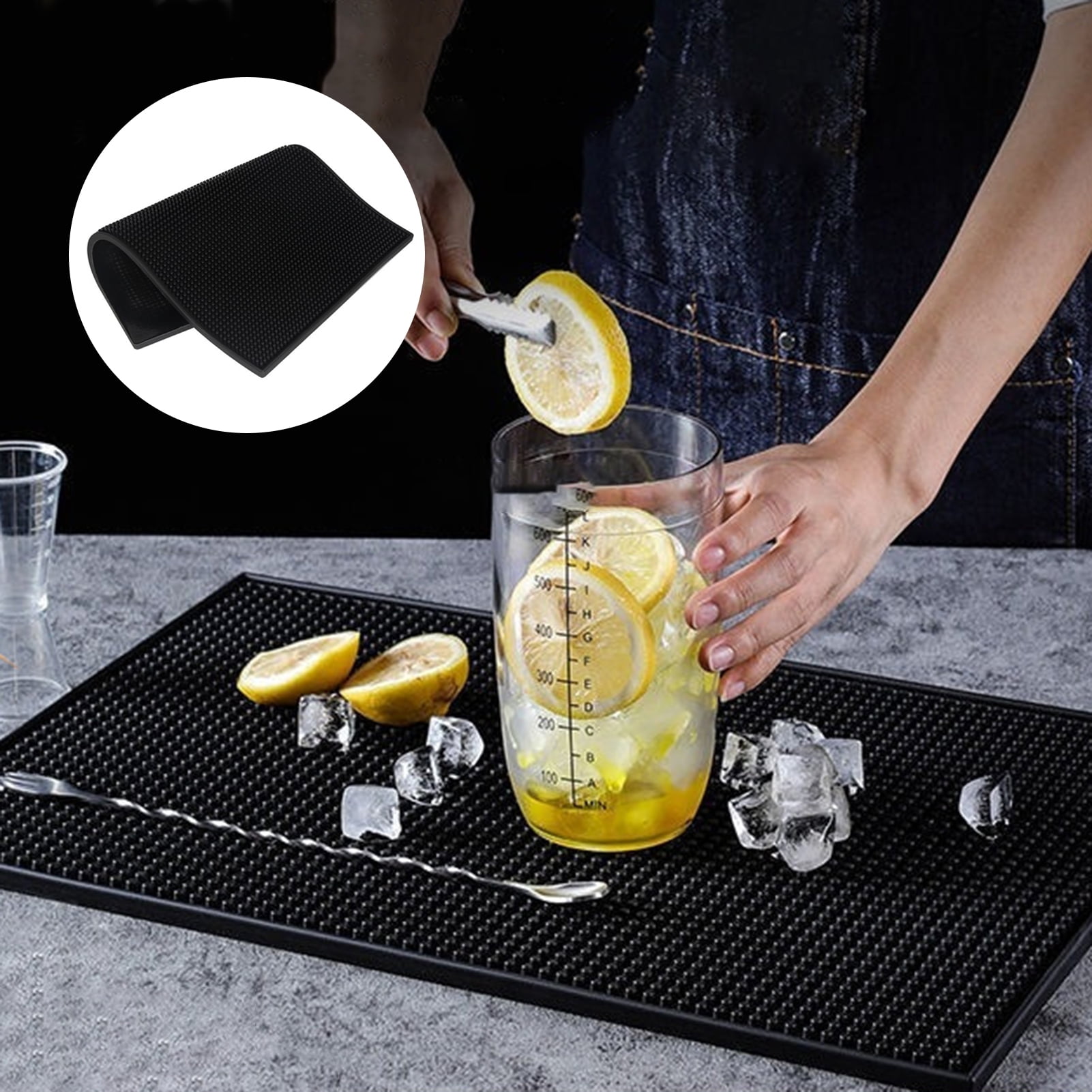 Andvari Coffee Bar Mat with Draining Hole Non-Slip Bar Mat Rubber Anti ...