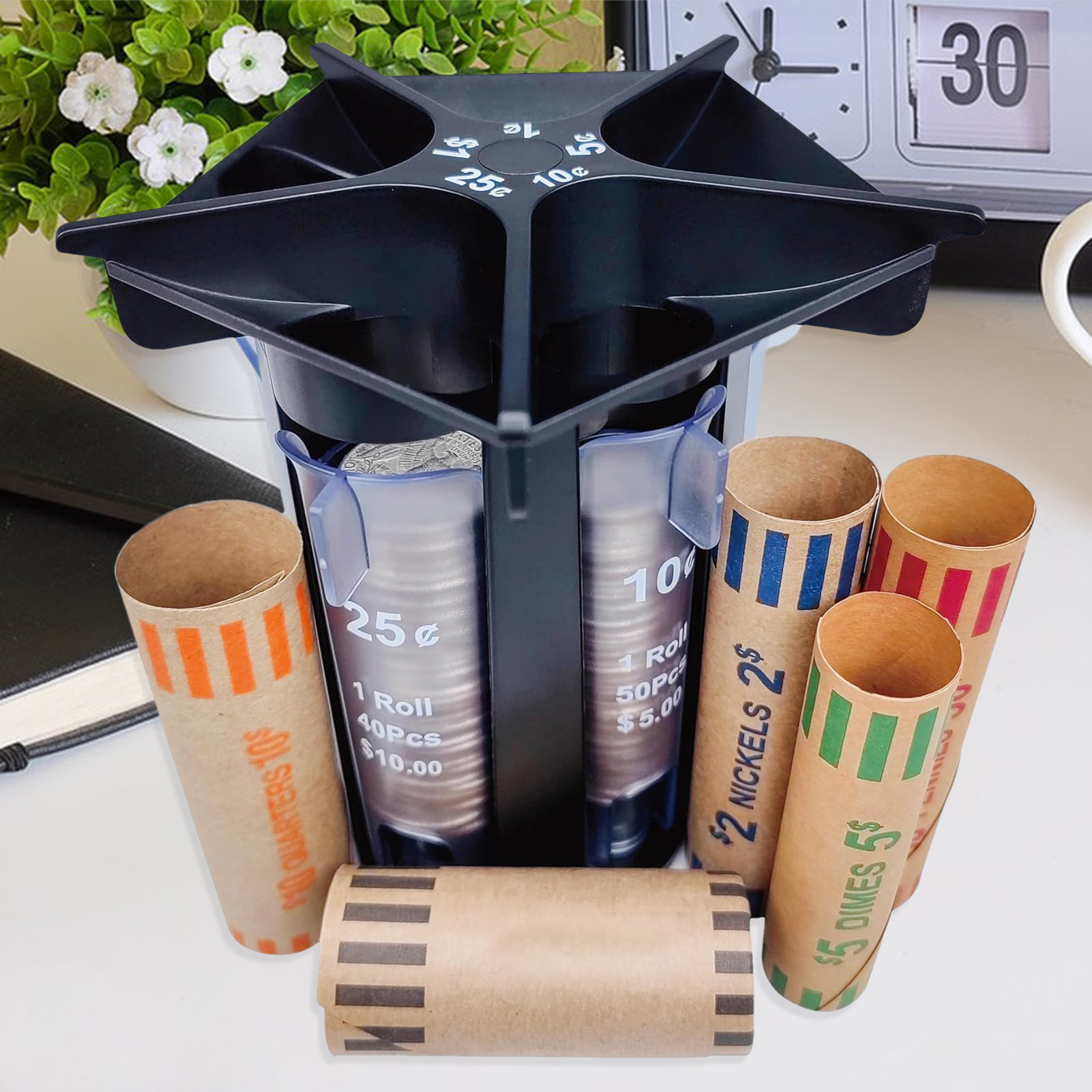 Andvari Coin Bank Coin Organizer 5 in 1 Coin Sorter Tube Coin Counter ...