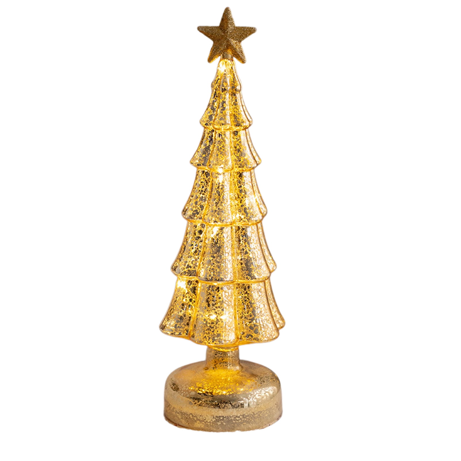Andvari Glass Christmas Tree Figurine Tabletop Tree Ornament with LED ...