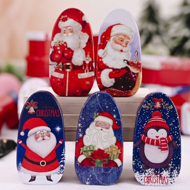 Dujiujun Christmas Candy Box with Handle Mini Iron Tote Snowman Santa ...