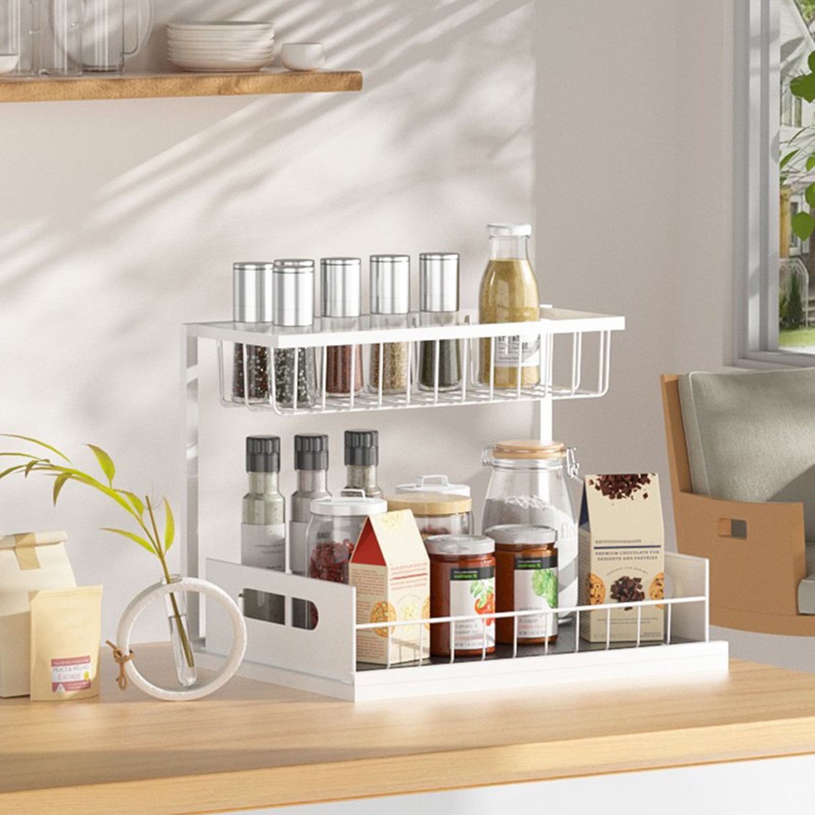 Andvari Kitchen Storage Rack Multi-Use Two-tier High Fence under Sink ...