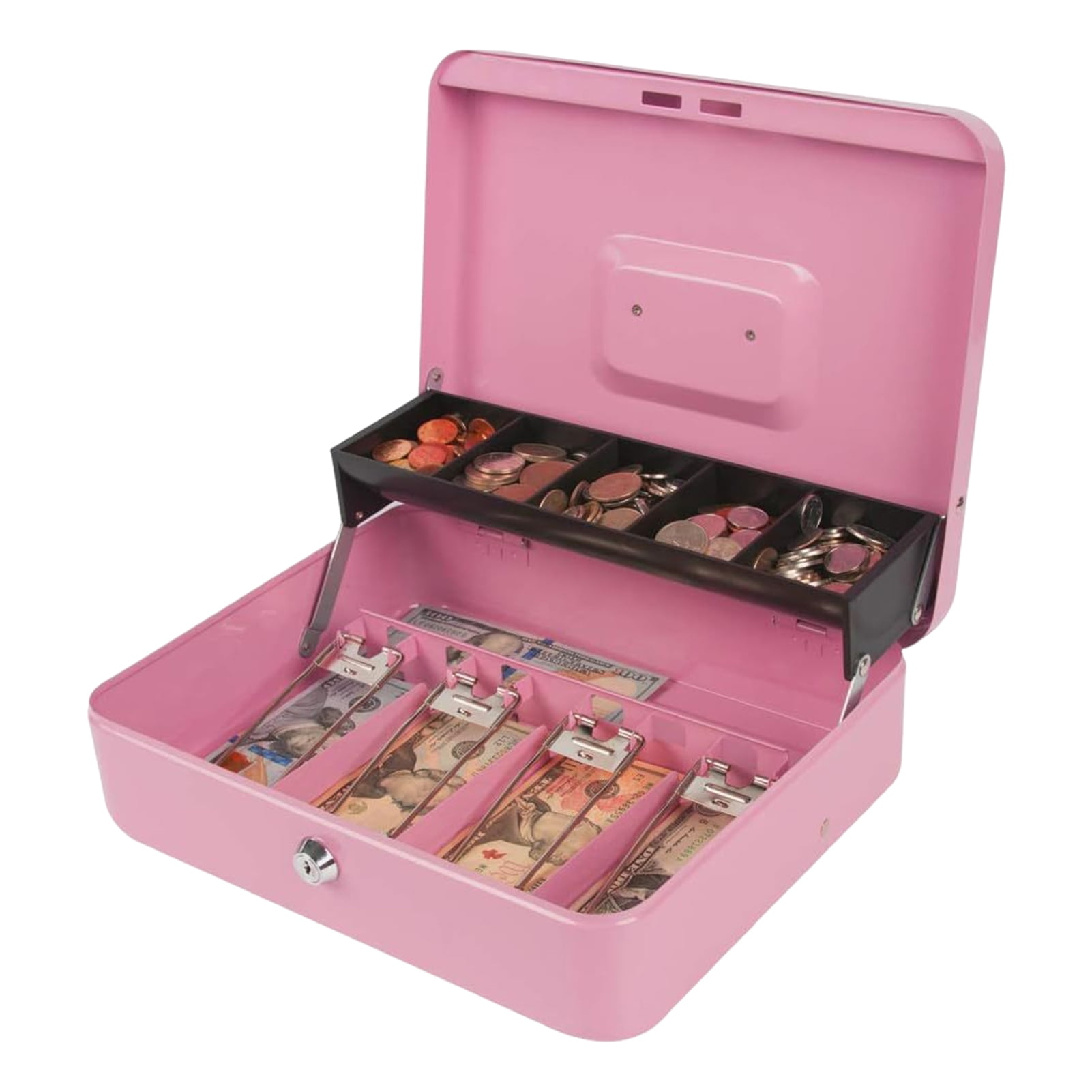 Andvari Large Cash Storage Box with Lock Metal Money Box with Cash Tray ...