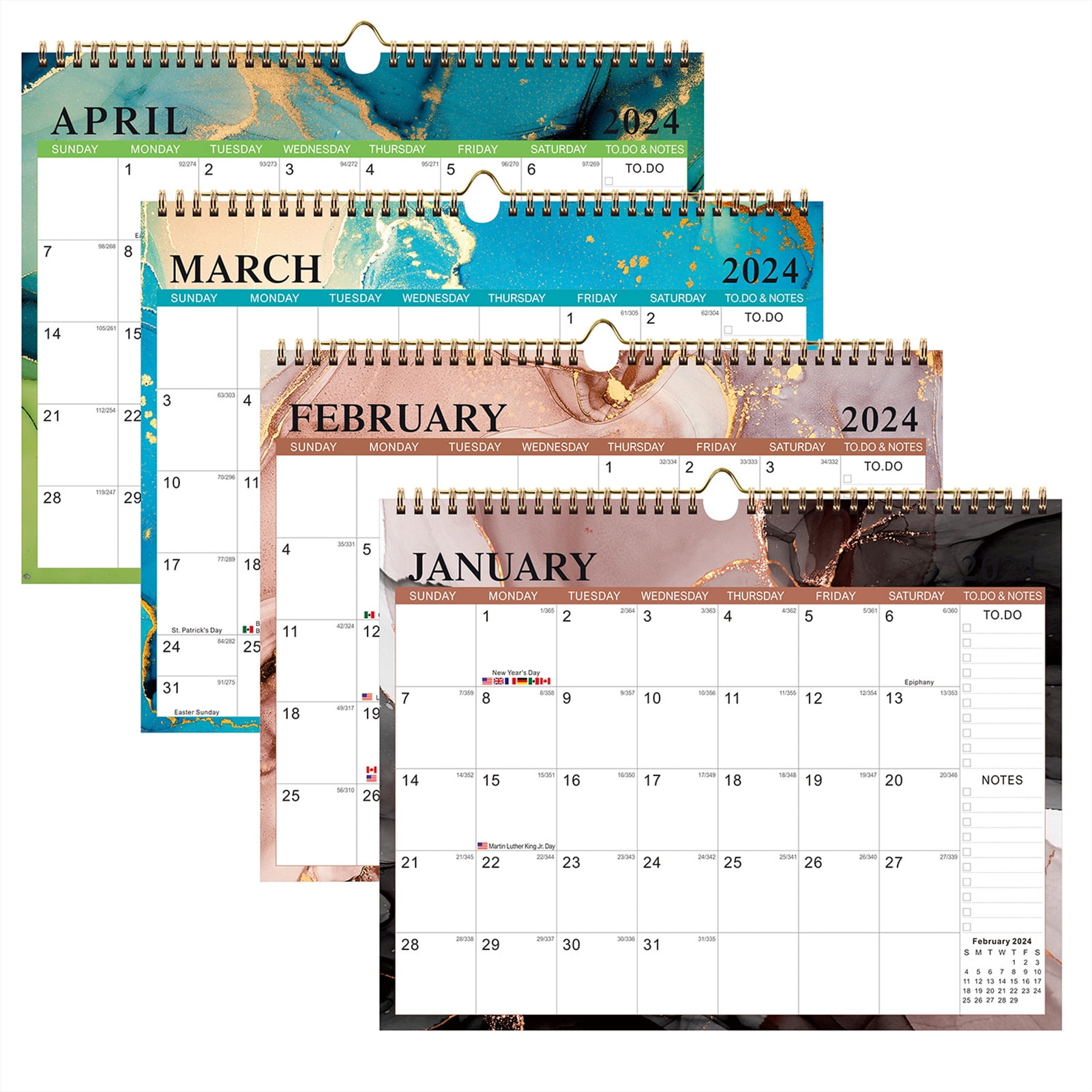 Andvari Large Writing Space Calendar English Calendar 2024-2025 Wall ...