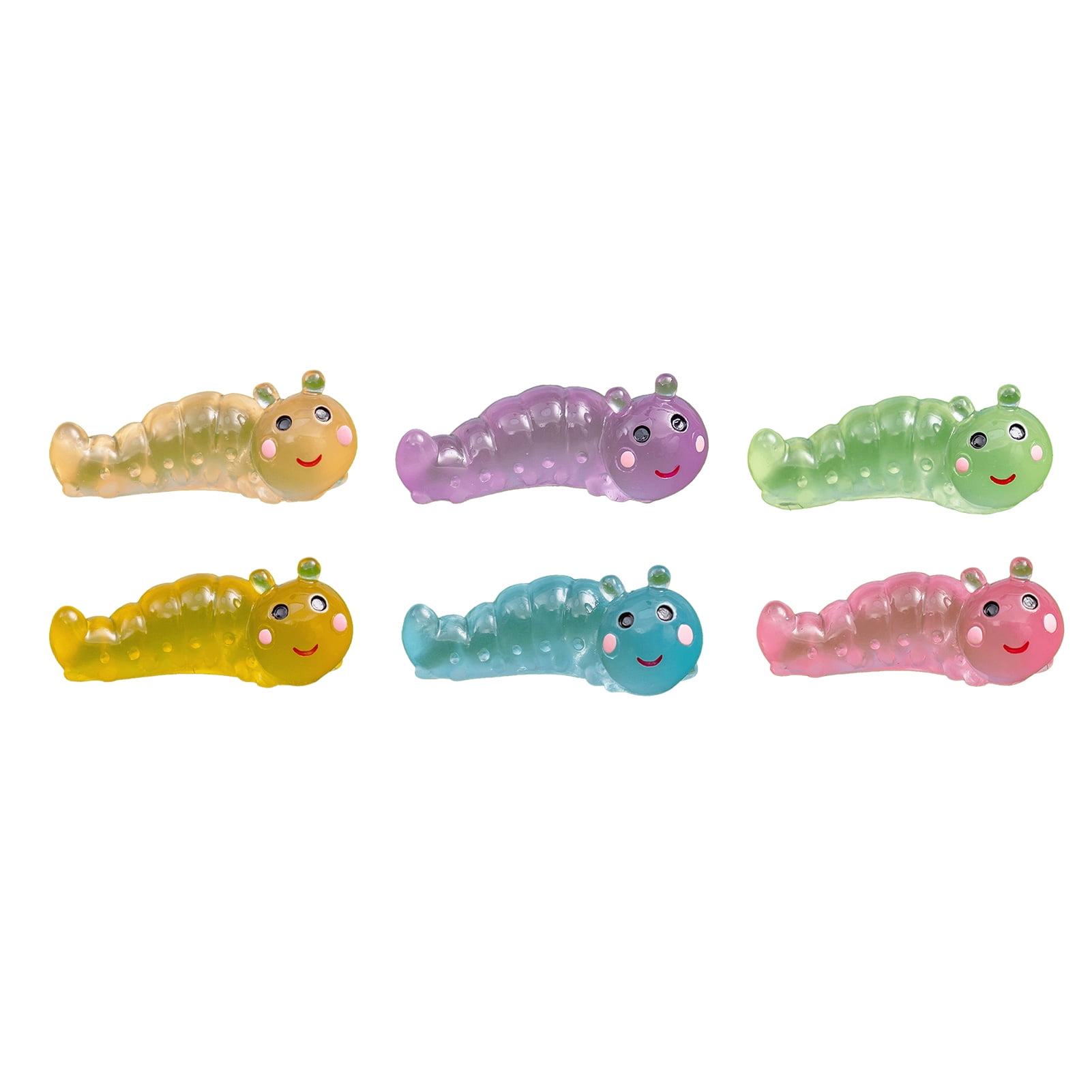 Andvari Luminous Caterpillar Decorations - 6 Pack Resin Mini Figurines ...