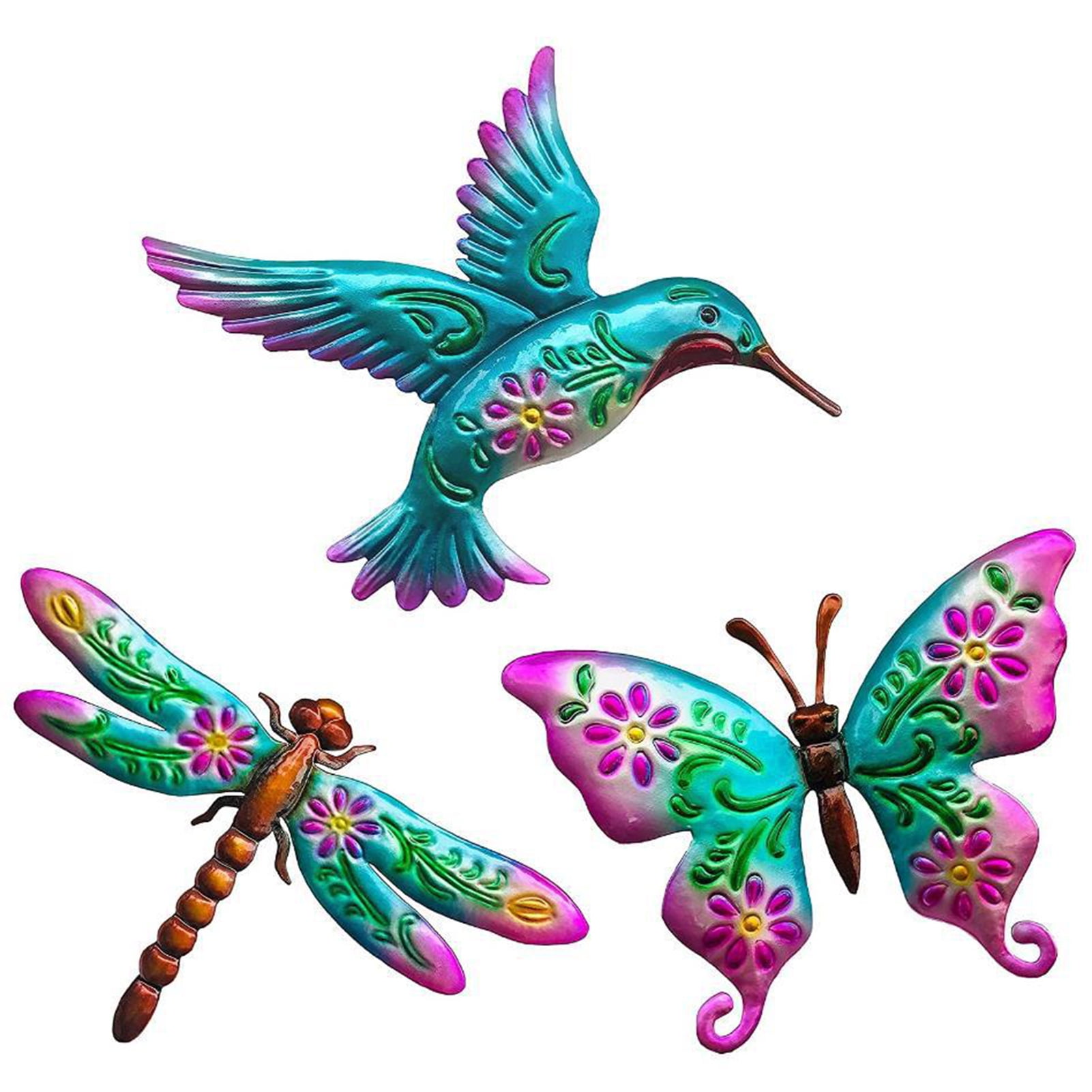 Andvari Outdoor Bird Sculpture - Realistic 3D Hummingbird Fence Decor ...