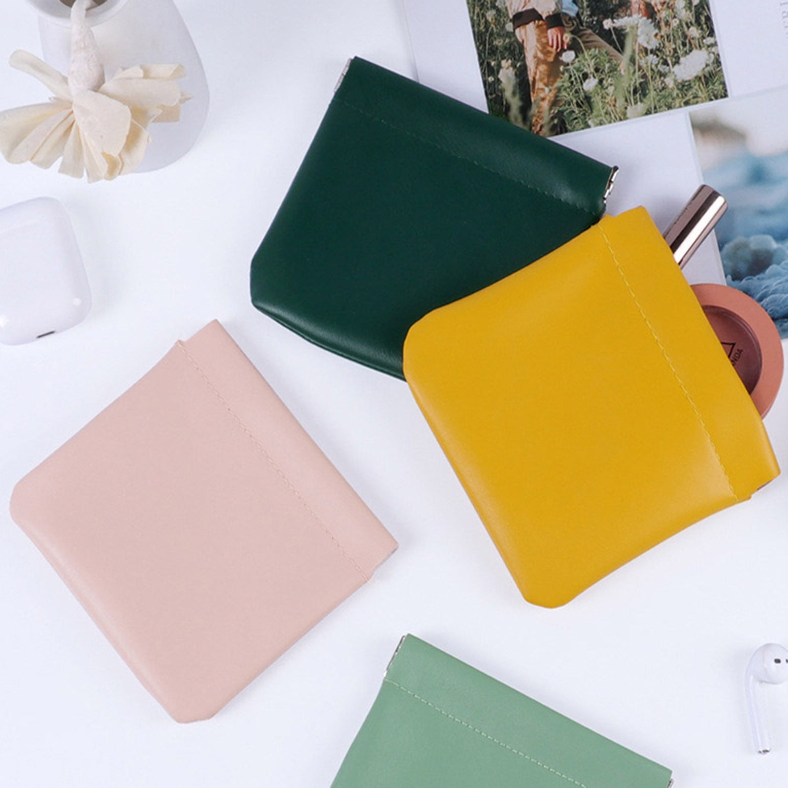 Andvari Pocket Organizer Set 3/4/6/8 Pcs Faux Leather Pouches with Snap ...
