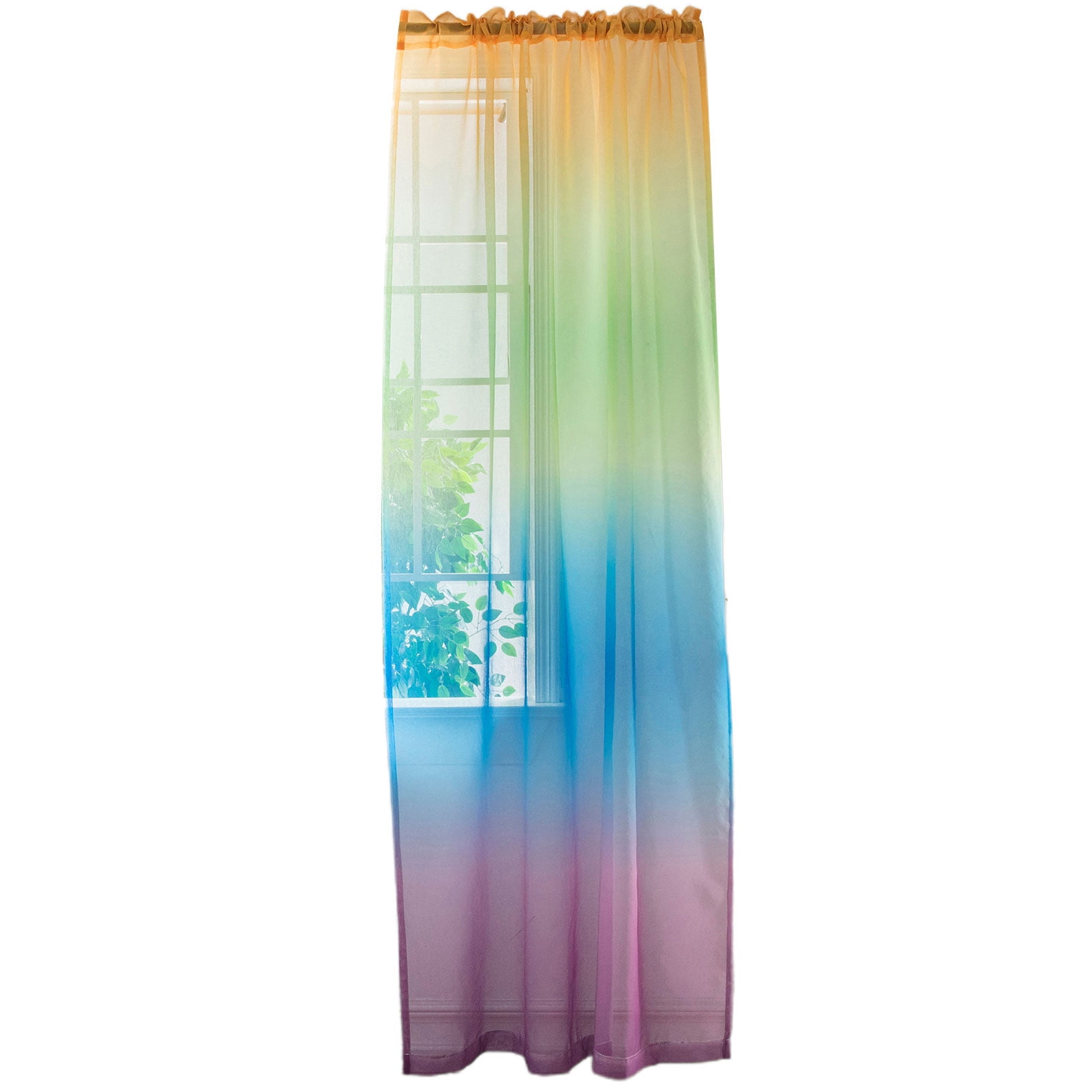 Andvari Rainbow Print Tulle Curtain, Long Sheer Drape, Home Decoration ...