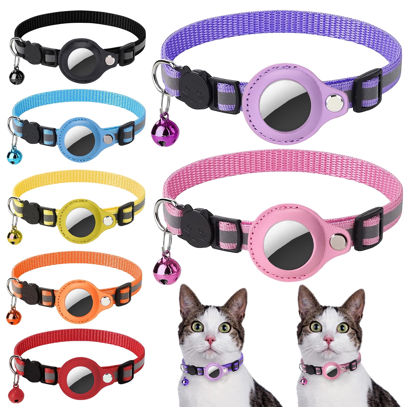 Andvari Reflective Adjustable Cat Collar Strap with Little Bell Pattern ...