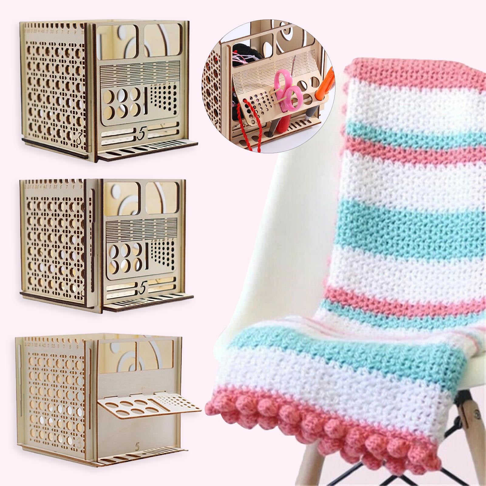 Andvari Wooden Yarn Bowl Multifunction Knitting Crochet Yarn Ball ...