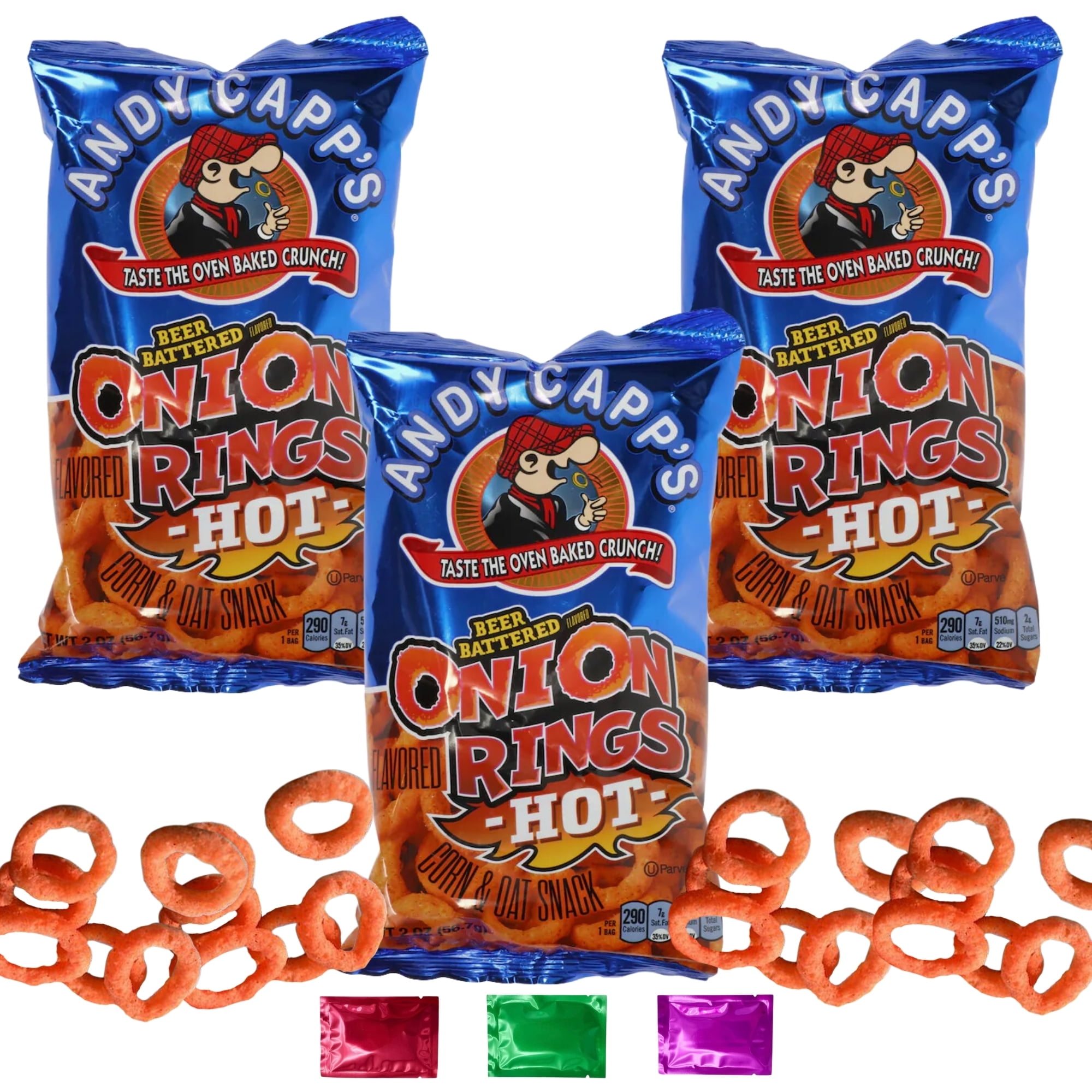 Andy Capp's Beer Battered Hot Onion Rings, Spicy Flavored Corn & Oat ...