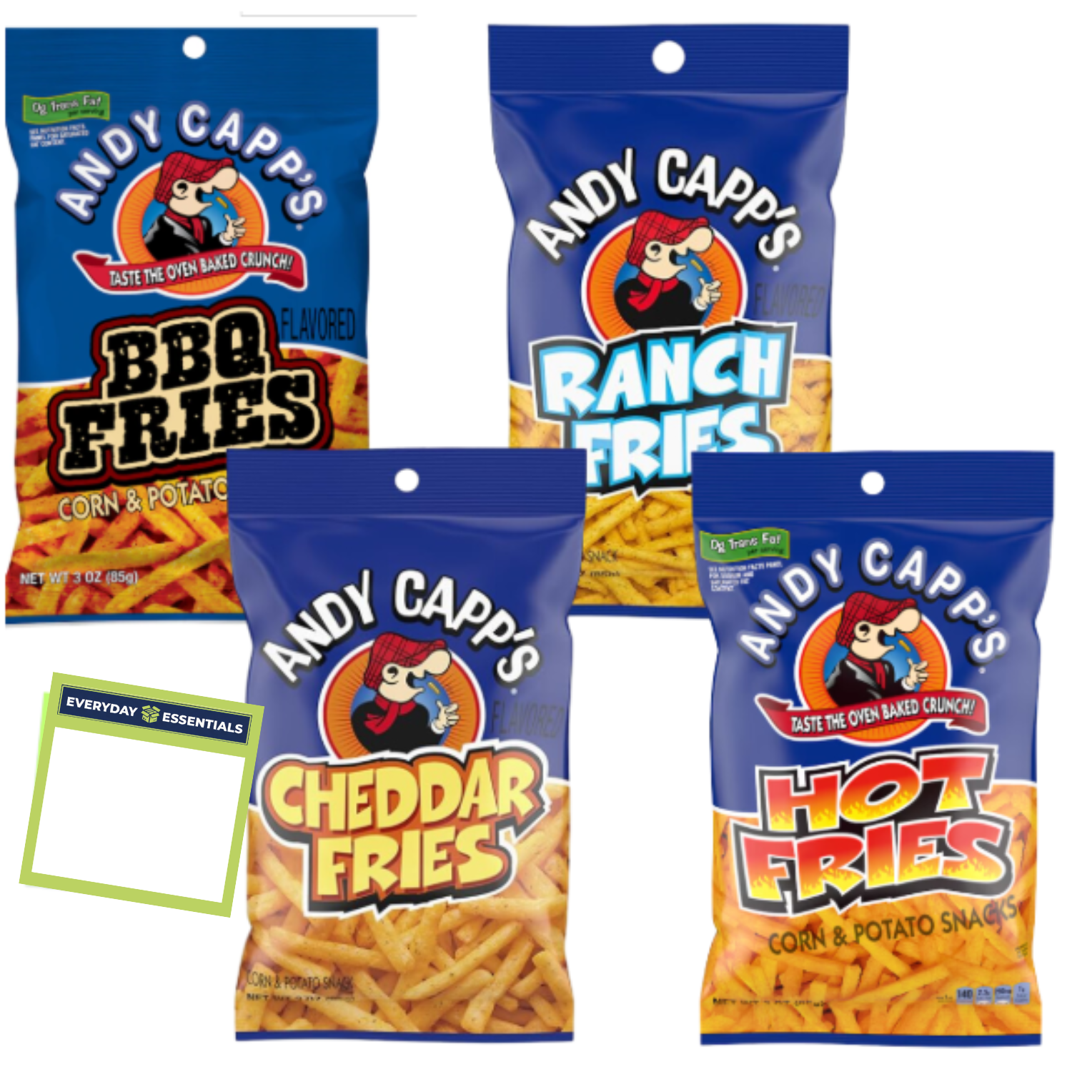 Andy Capp's Hot Fries 4-Pack + Everyday Essentials Notepad - Walmart.com