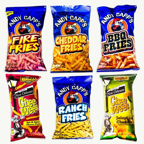 Andy Capp's Fries Variety Pack - Fire, Cheddar, BBQ, Ranch - Elmer's ...