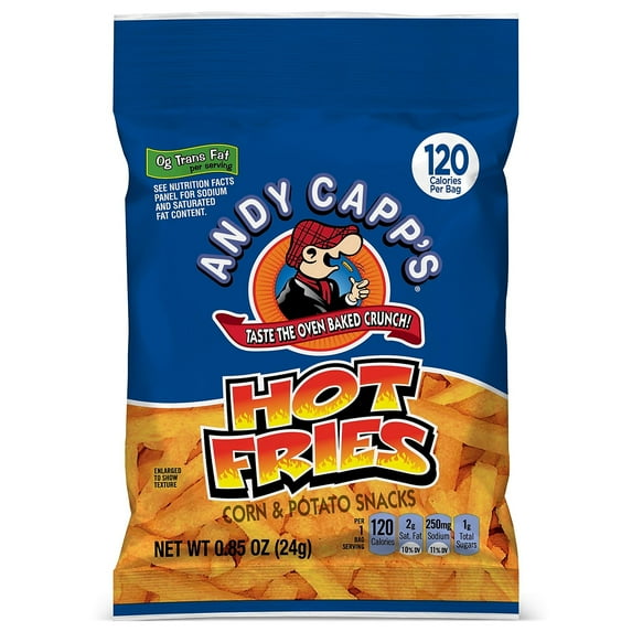 Andy Capp's Hot Fries 0.85 oz, 72 Count, Oven Baked Crunch, Crispy Corn ...