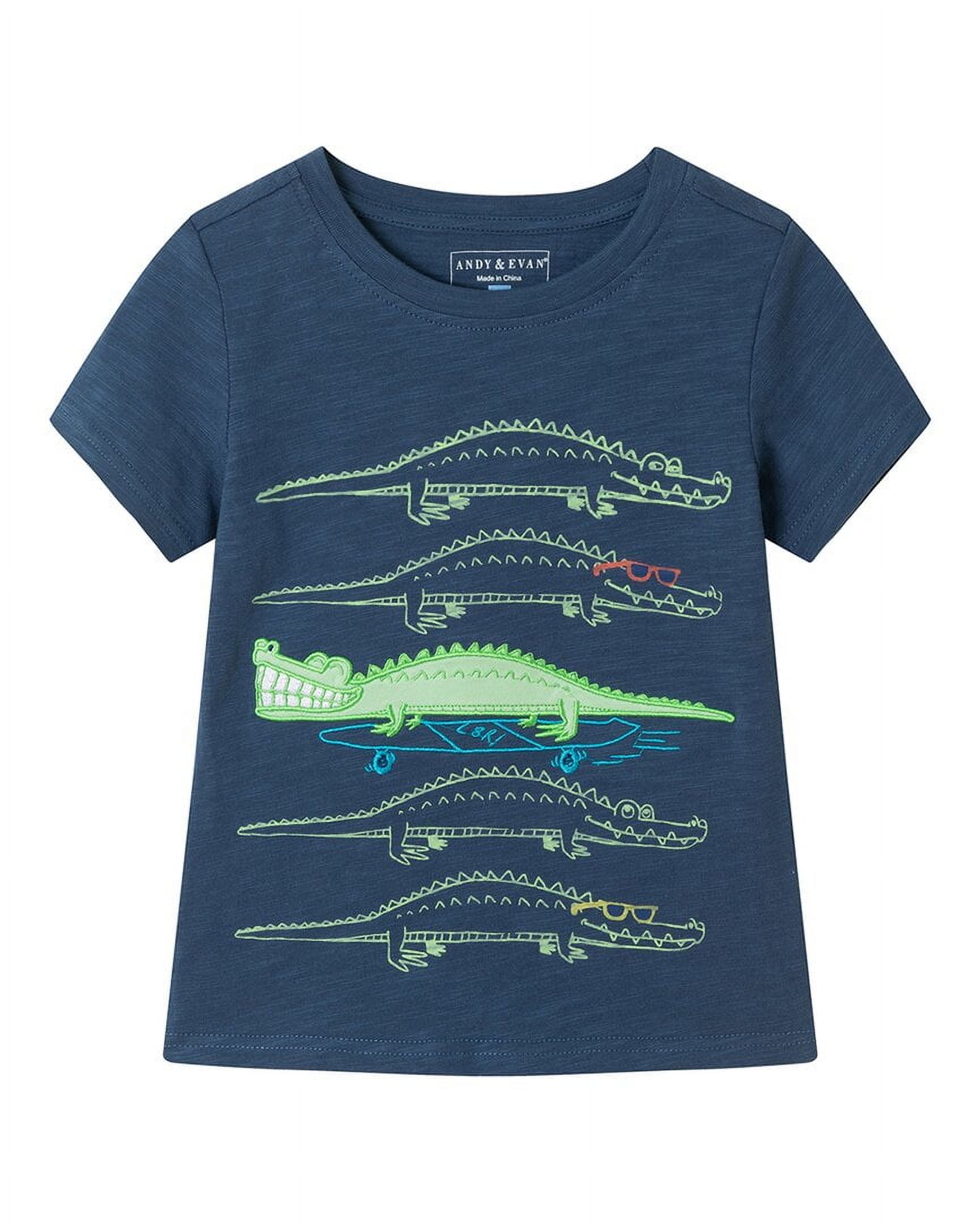 Andy & Evan boys Slub Croc Applique Graphic T-Shirt, 2T, Blue - Walmart.com