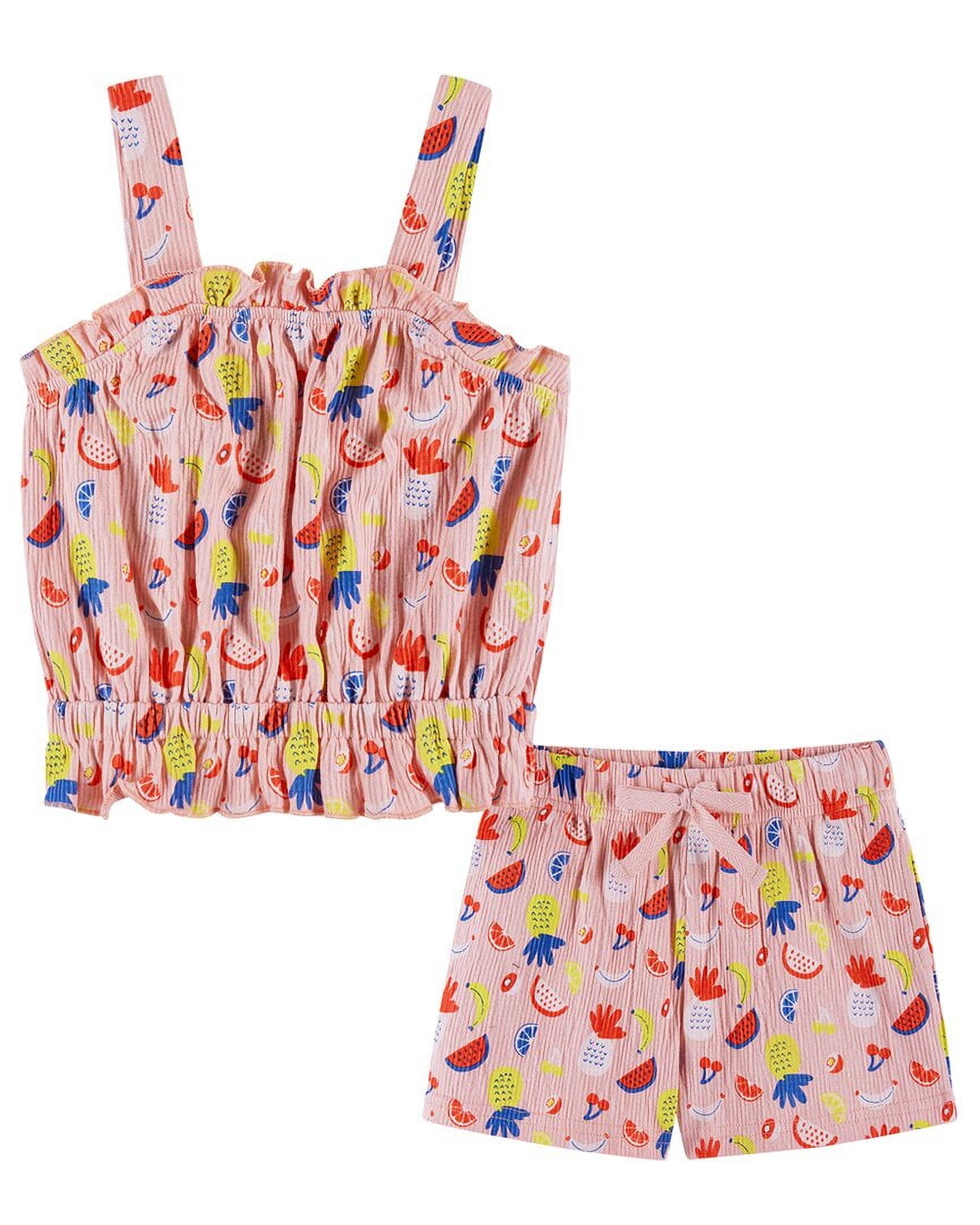 Andy & Evan girls Fruit Printed Ruffle Tank & Short Set, 5, Pink ...