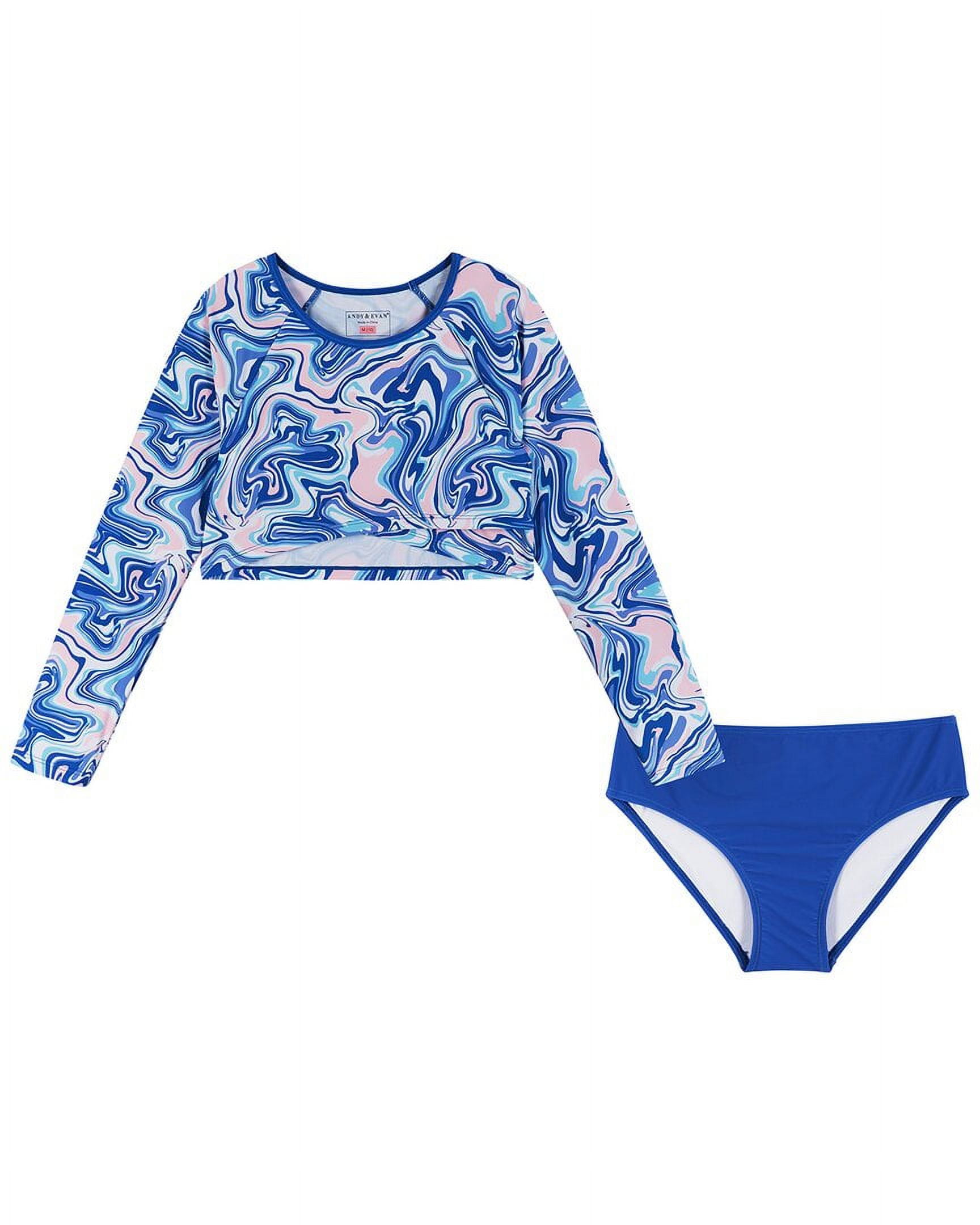 Andy & Evan girls Rashguard Set, XL(16), Blue - Walmart.com
