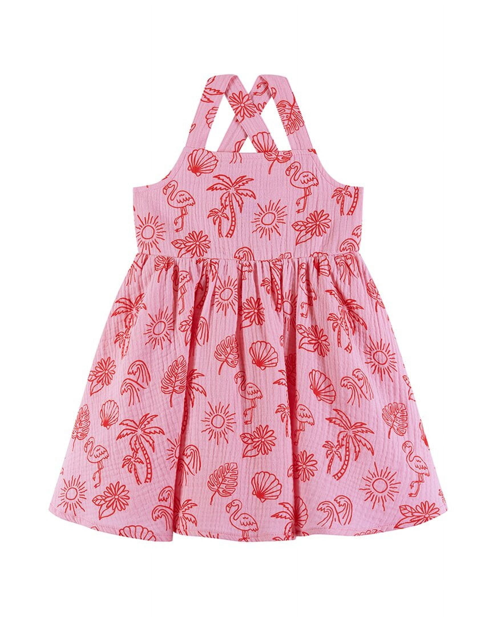 Andy & Evan girls Tropical Icon Printed Gauze Dress, 4T, Pink - Walmart.com