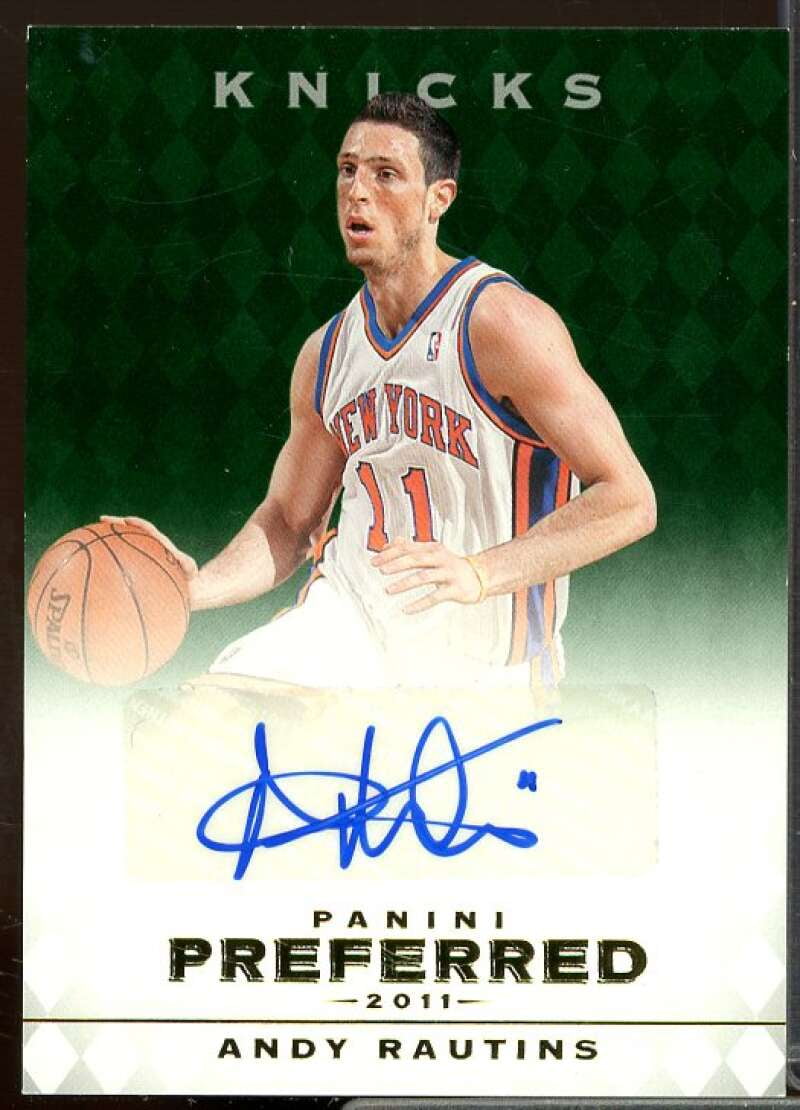 Andy Rautins PS/75 AU Card 2011-12 Panini Preferred Emerald #313 ...
