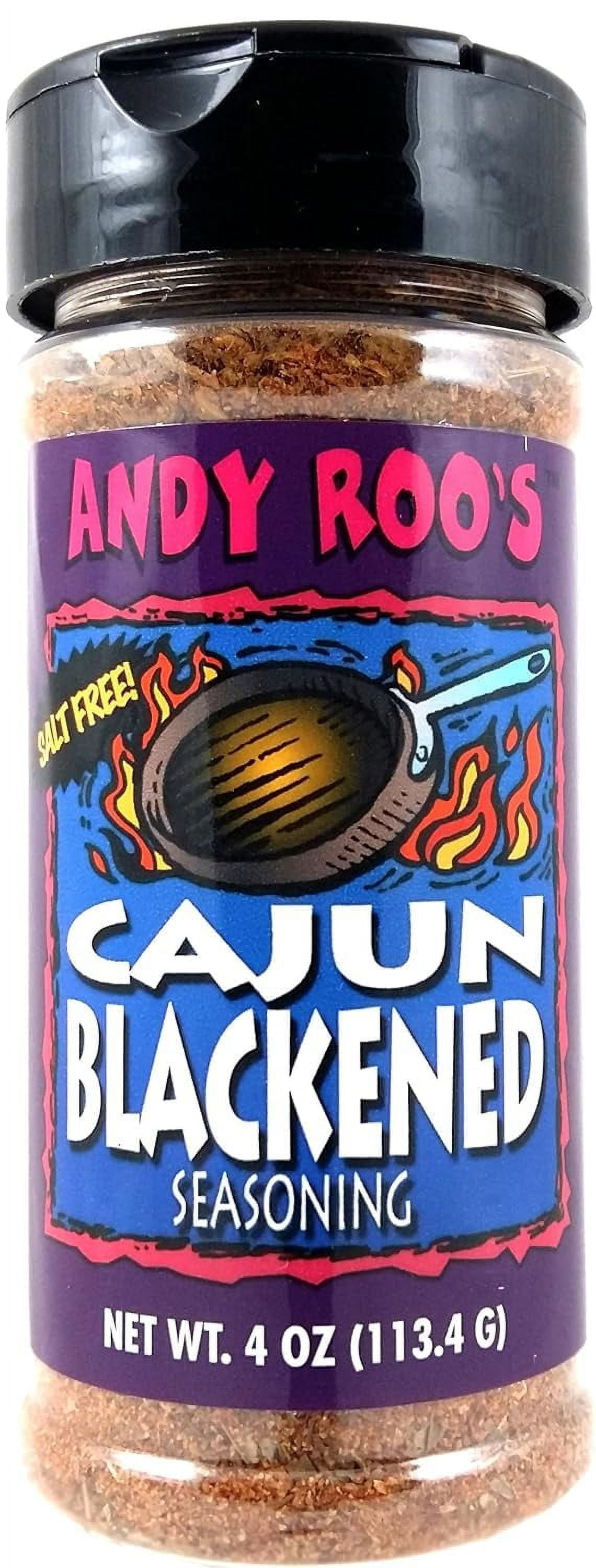 Andy Roo's Cajun SCH4 Blackened Seasoning, 4 Ounce Shaker (Salt-Free ...