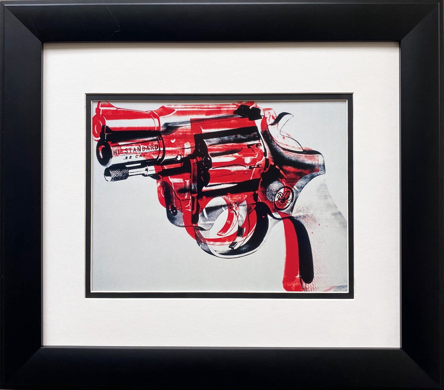 Andy Warhol "Gun '81-82" (Black and Red on white) CUSTOM FRAMED Pop Art ...