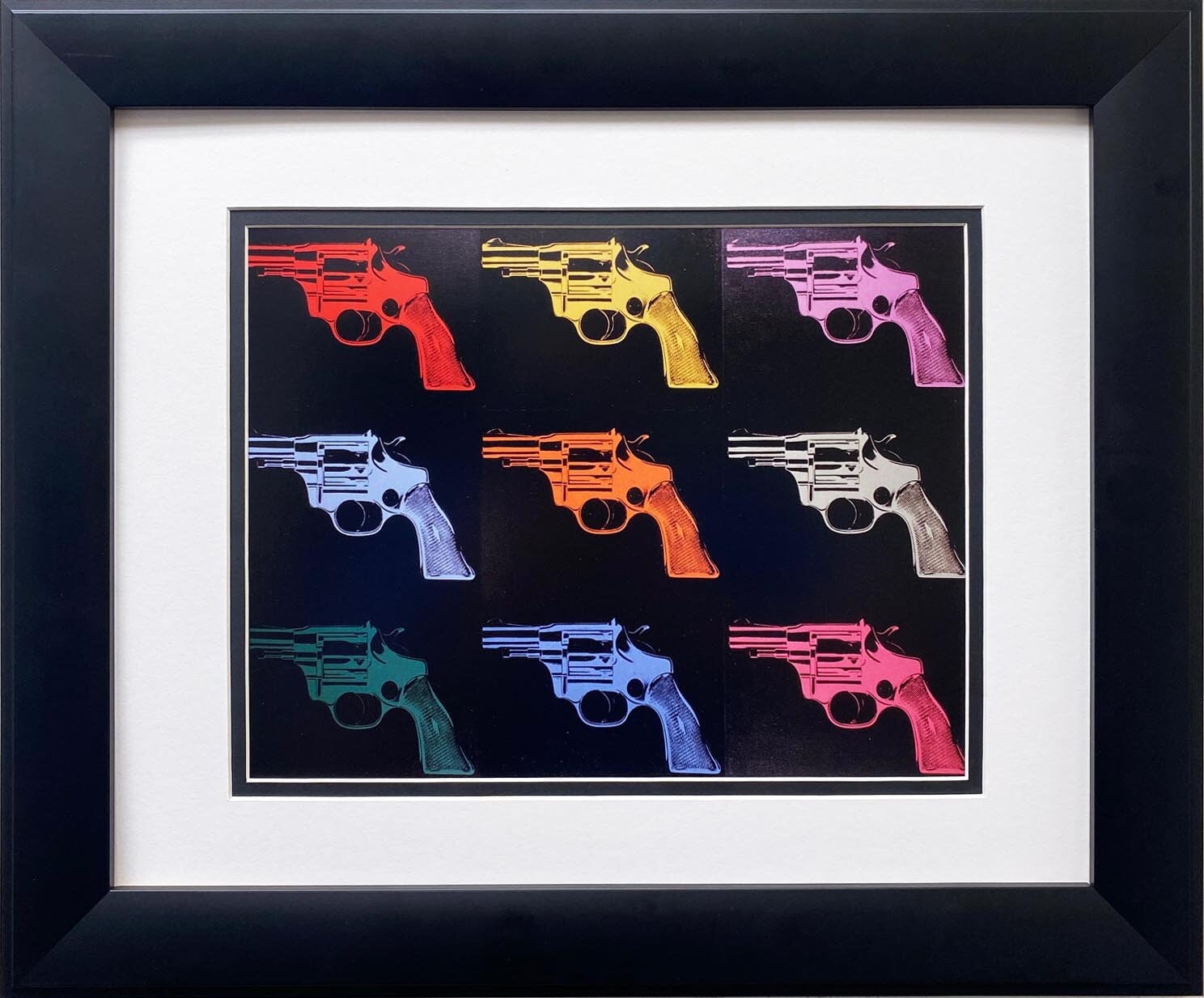 Andy Warhol "Gun" (many rainbows) CUSTOM FRAMED Pop Art Generic ...