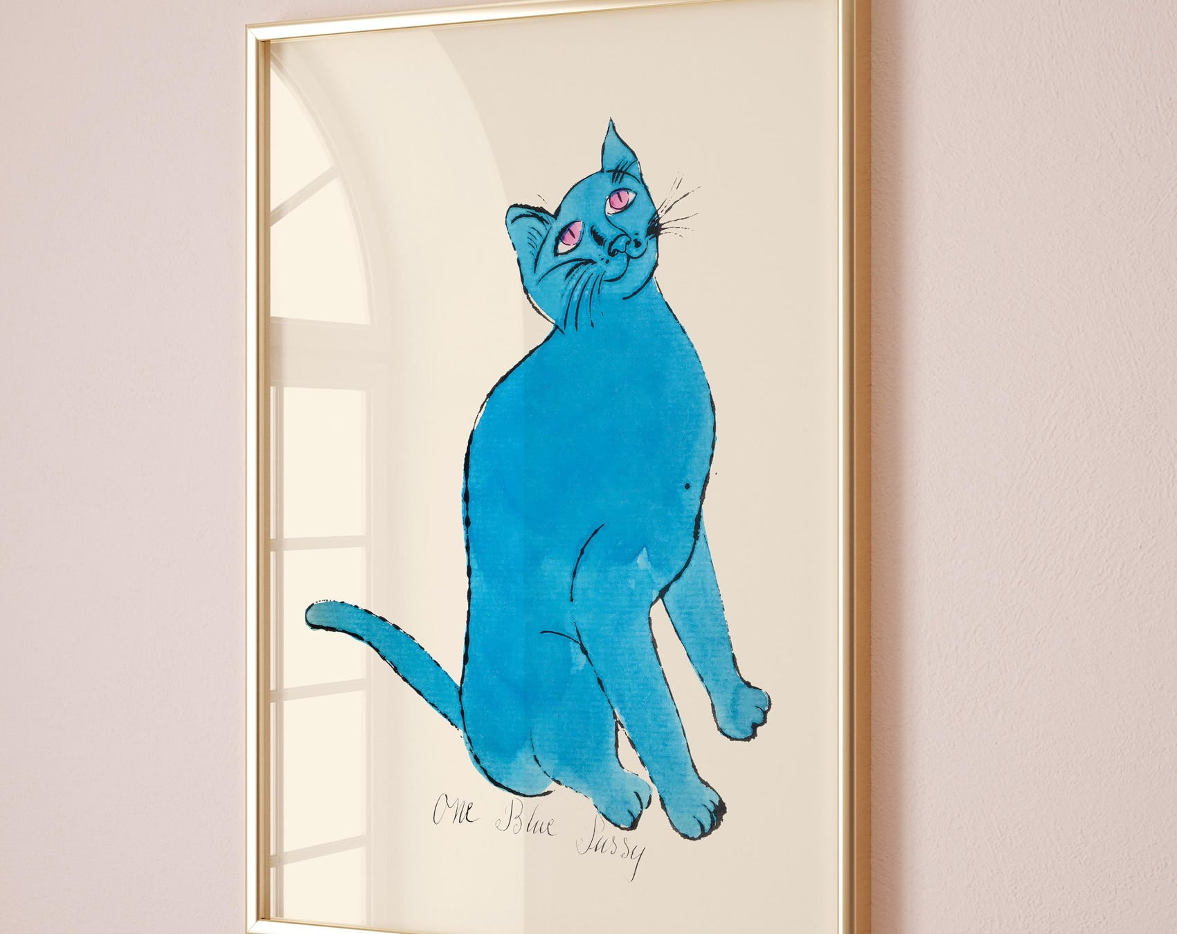 Andy Warhol One Blue Cat pop art poster, Andy Warhol Blue Cat Print ...