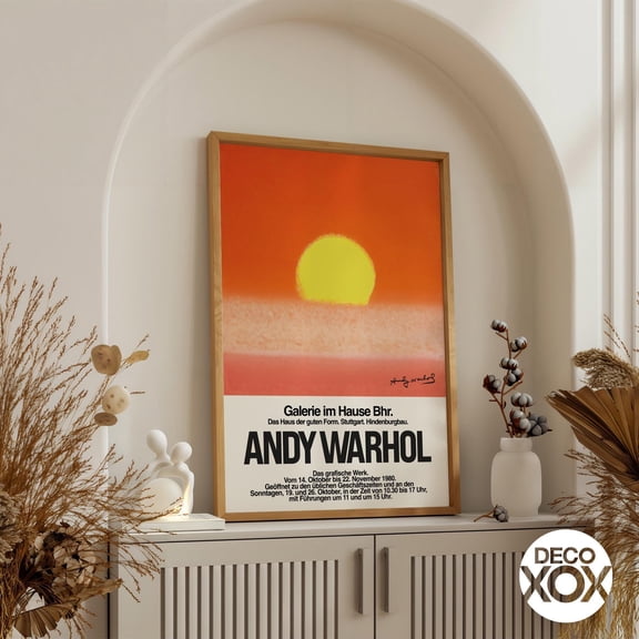 Orange Hills Landscape Linocut Sunset Decorative Wall Art Poster ...
