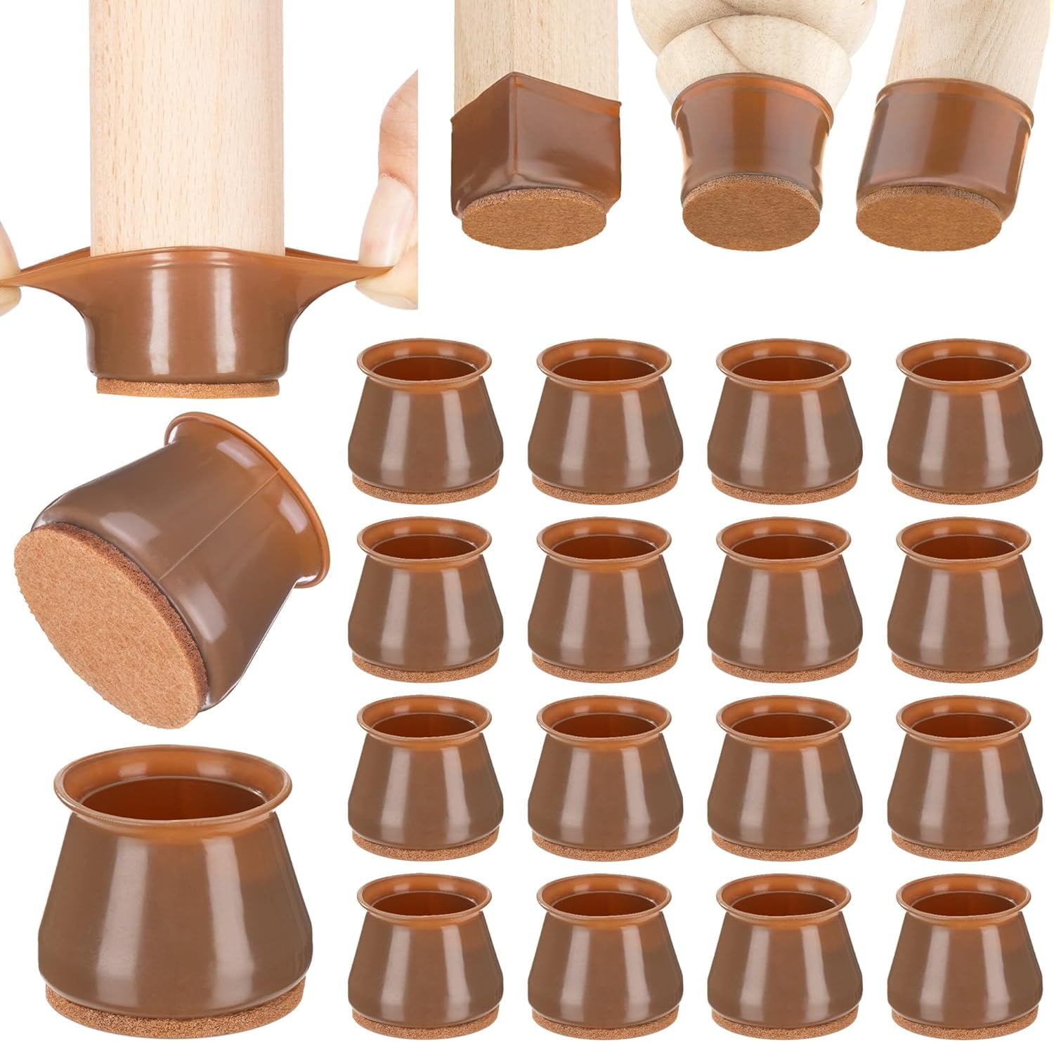 Aneaseit Chair Leg Floor Protectors - 1 1/2" x 16 pcs Brown - Felt ...