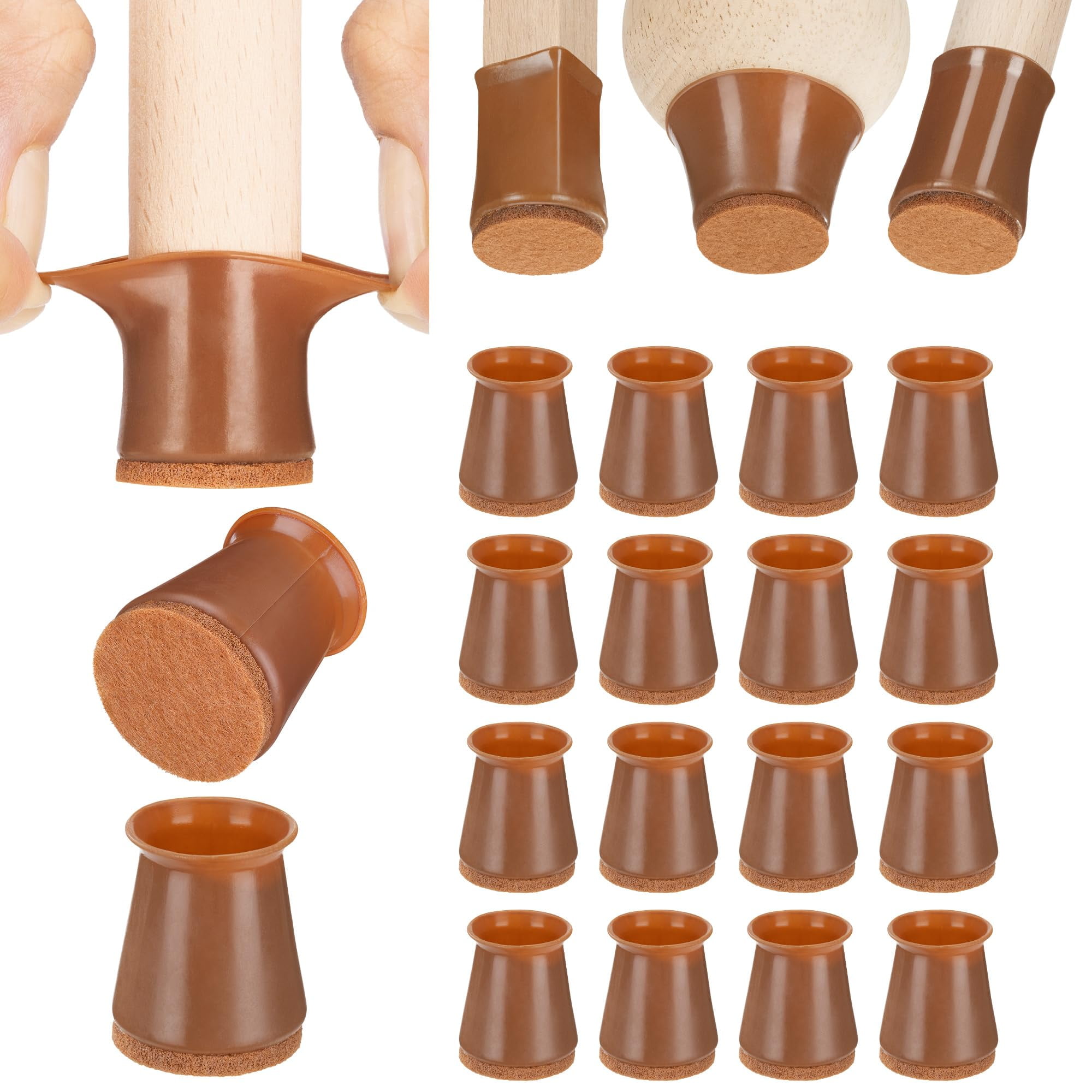 Aneaseit Chair Leg Floor Protectors - 16 pcs Brown - Felt Bottom ...
