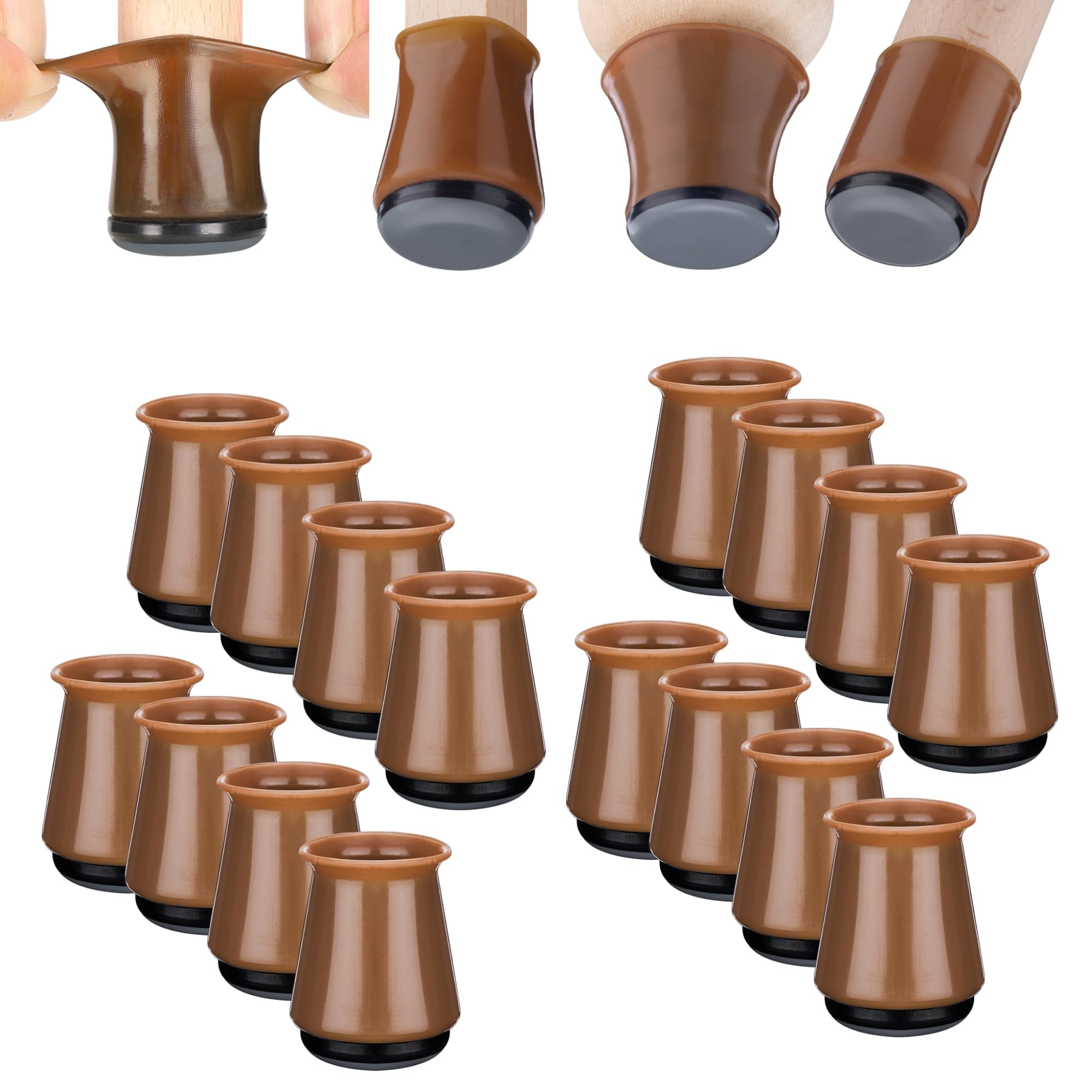 Aneaseit Chair Leg Sliders for Carpet - 1 1/8" x 16 pcs Brown ...