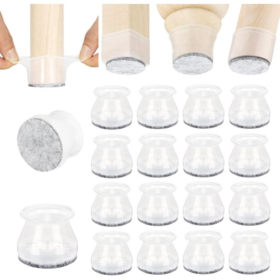 24Pcs Silicone Chair Leg Floor Protectors, Felt Furniture Pads for ...