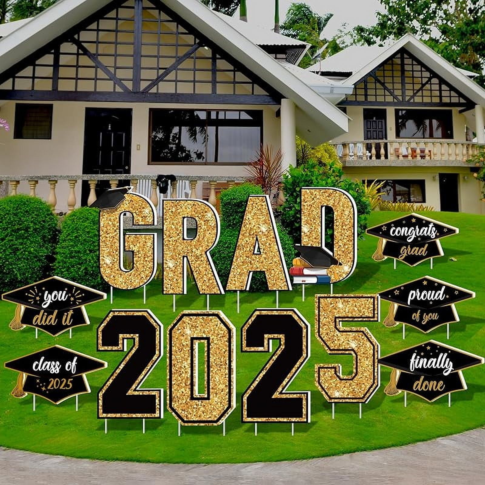 Aneco Waterproof 2025 Grad Yard Signs Plastic Graduation Yard Signs ...