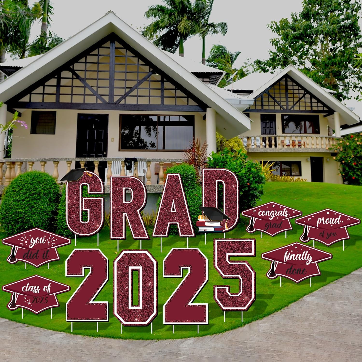 Aneco Waterproof 2025 Grad Yard Signs Plastic Graduation Yard Signs ...