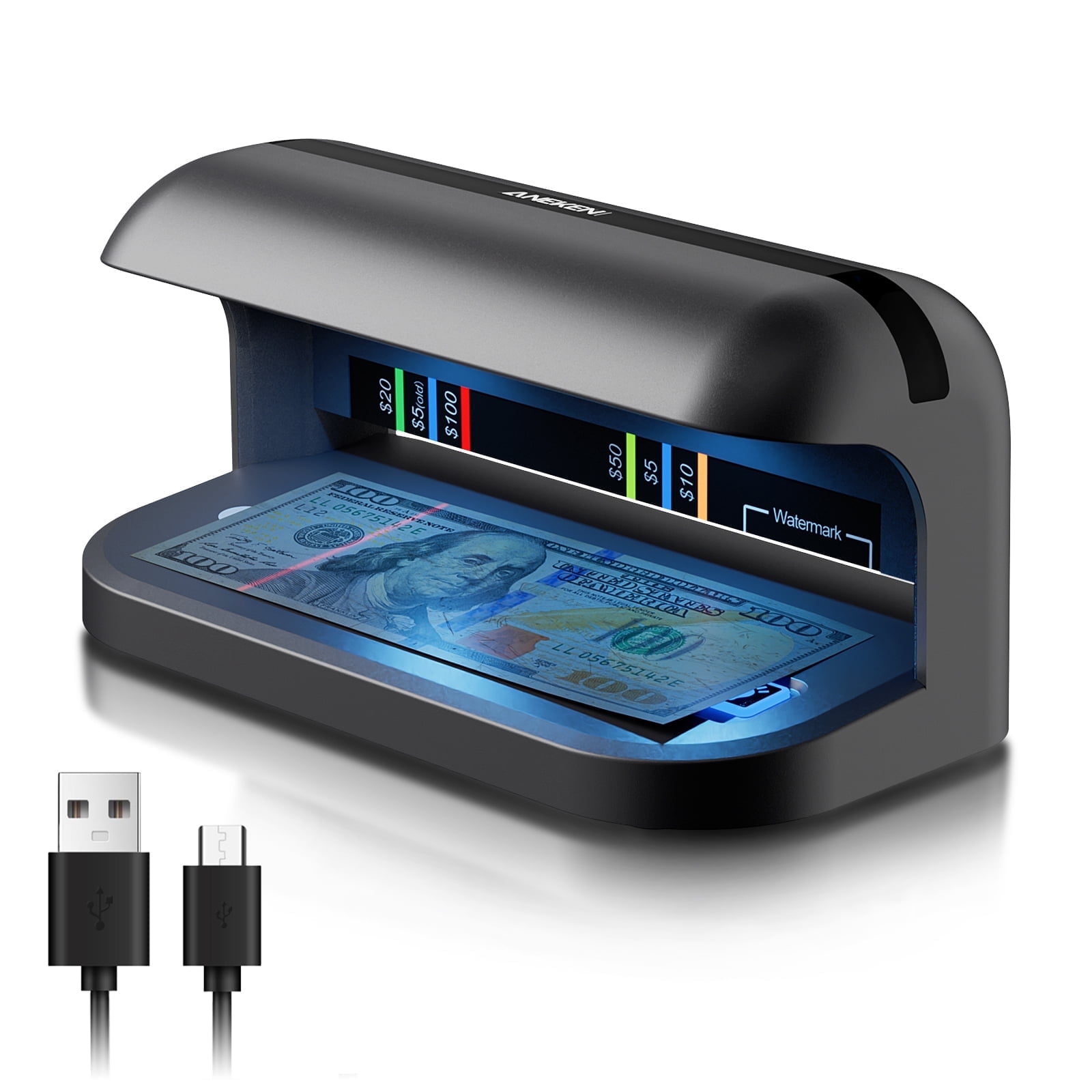 "ANEKEN Counterfeit Bill Detector, UV Light Detection, Portable, Gray ...