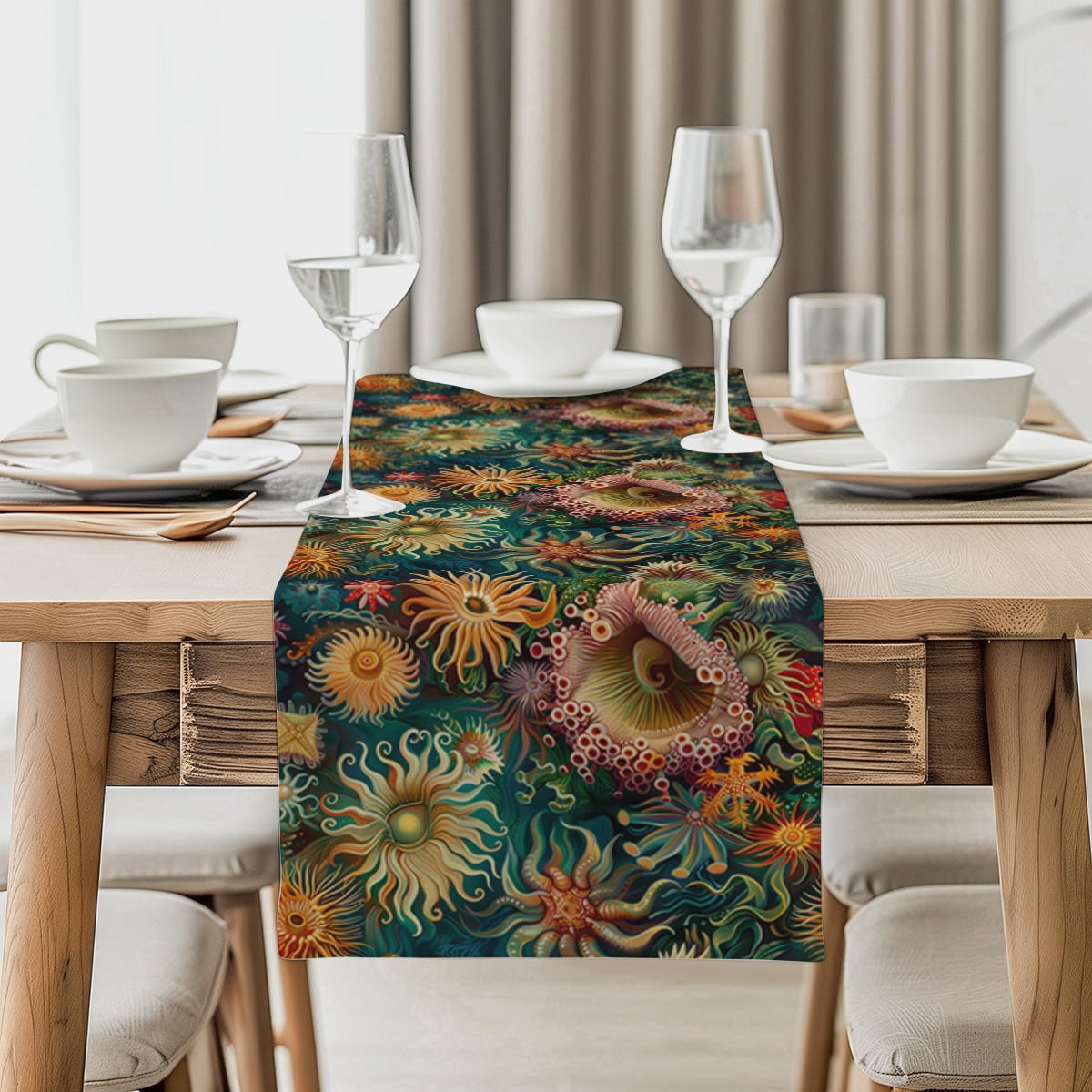 Anem Coral Table Runner Dresser r for Kitchen Holiday Party Table ...