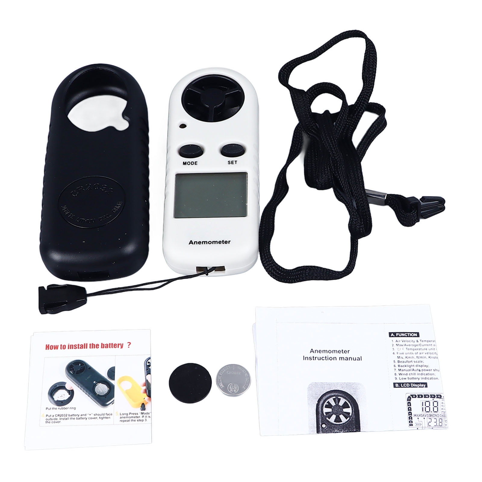 Anemometer LCD Digital Anemometer Wind Speed Sensor Auto Power Off Wind ...