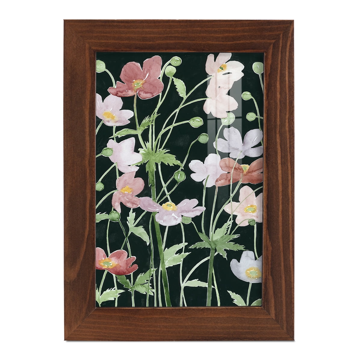 Anemone Dance III -Framed Print w/glass-Chestnut - Walmart.com