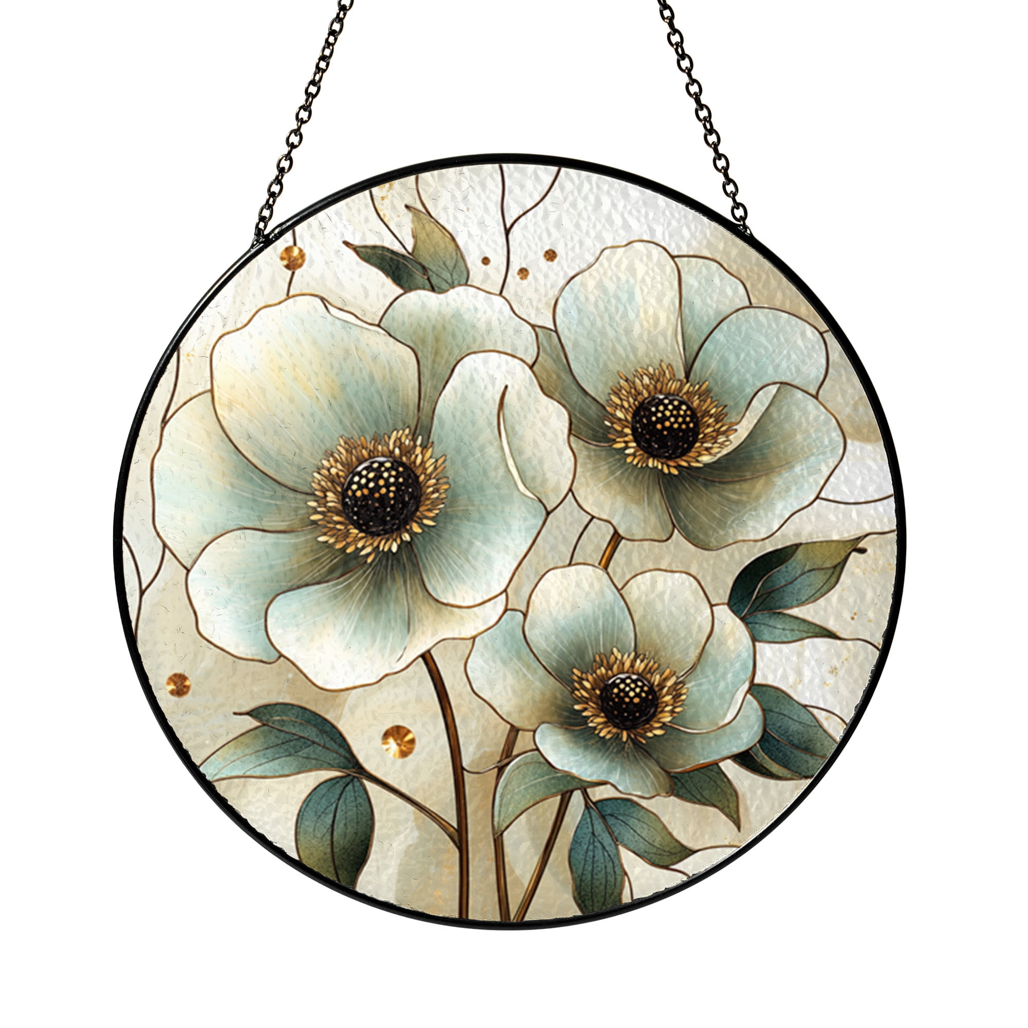 Anemone Floral Stained Glass Suncatcher Window Hanging Art for Nature ...
